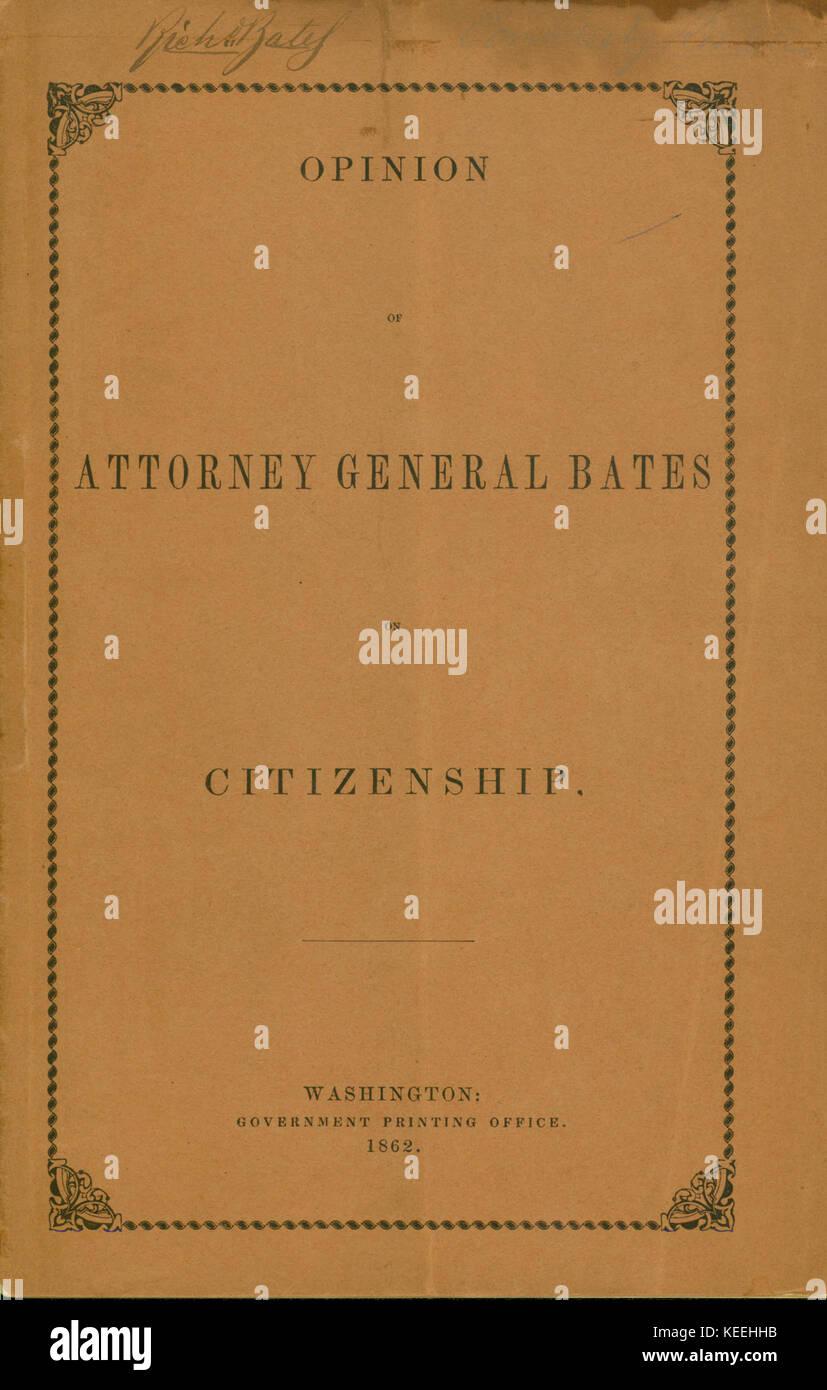Pamphlet Opinion of Attorney General Bates (Edward Bates) on ...