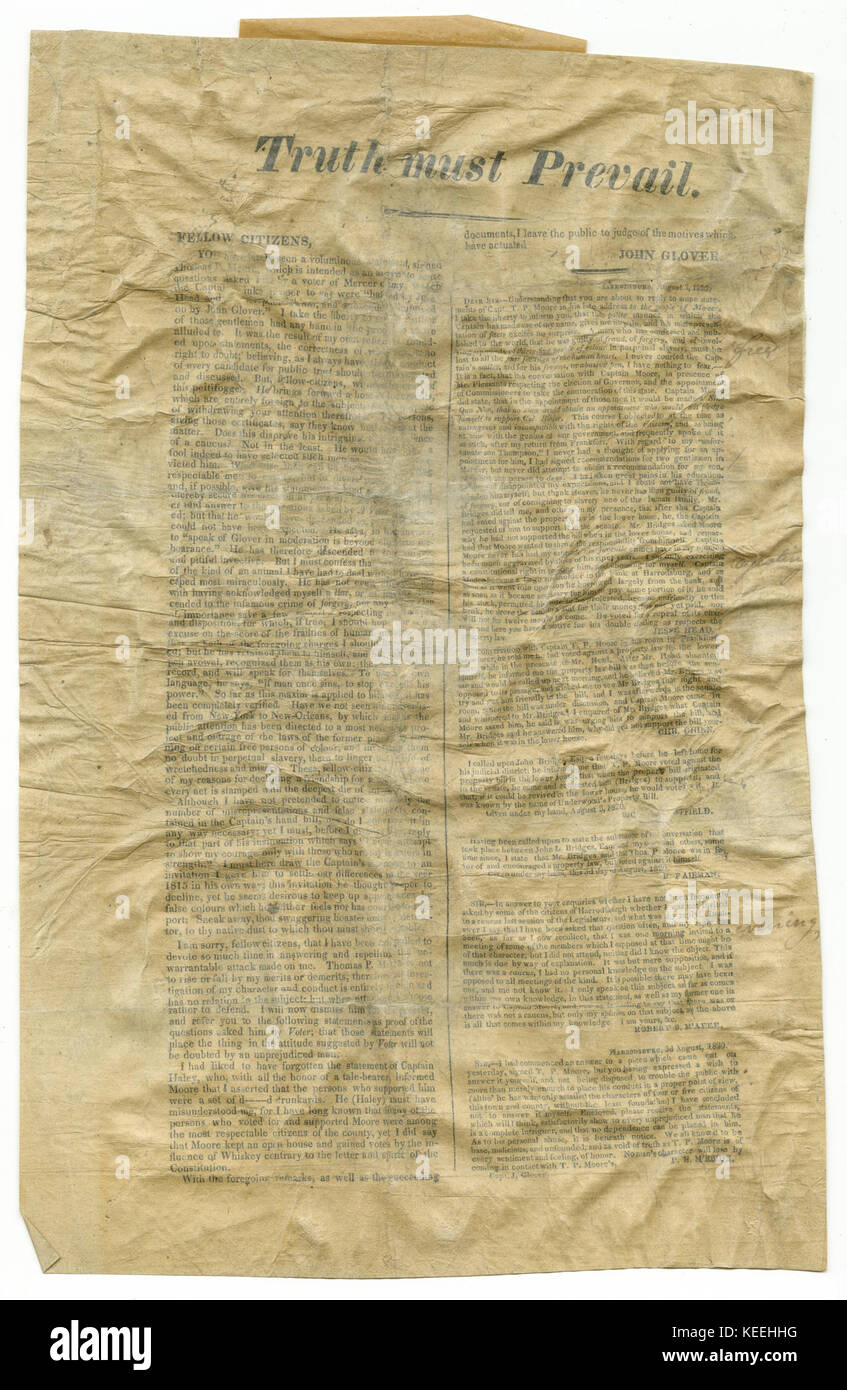 Broadside Truth Must Prevail, August 3, 1820 Stock Photo - Alamy