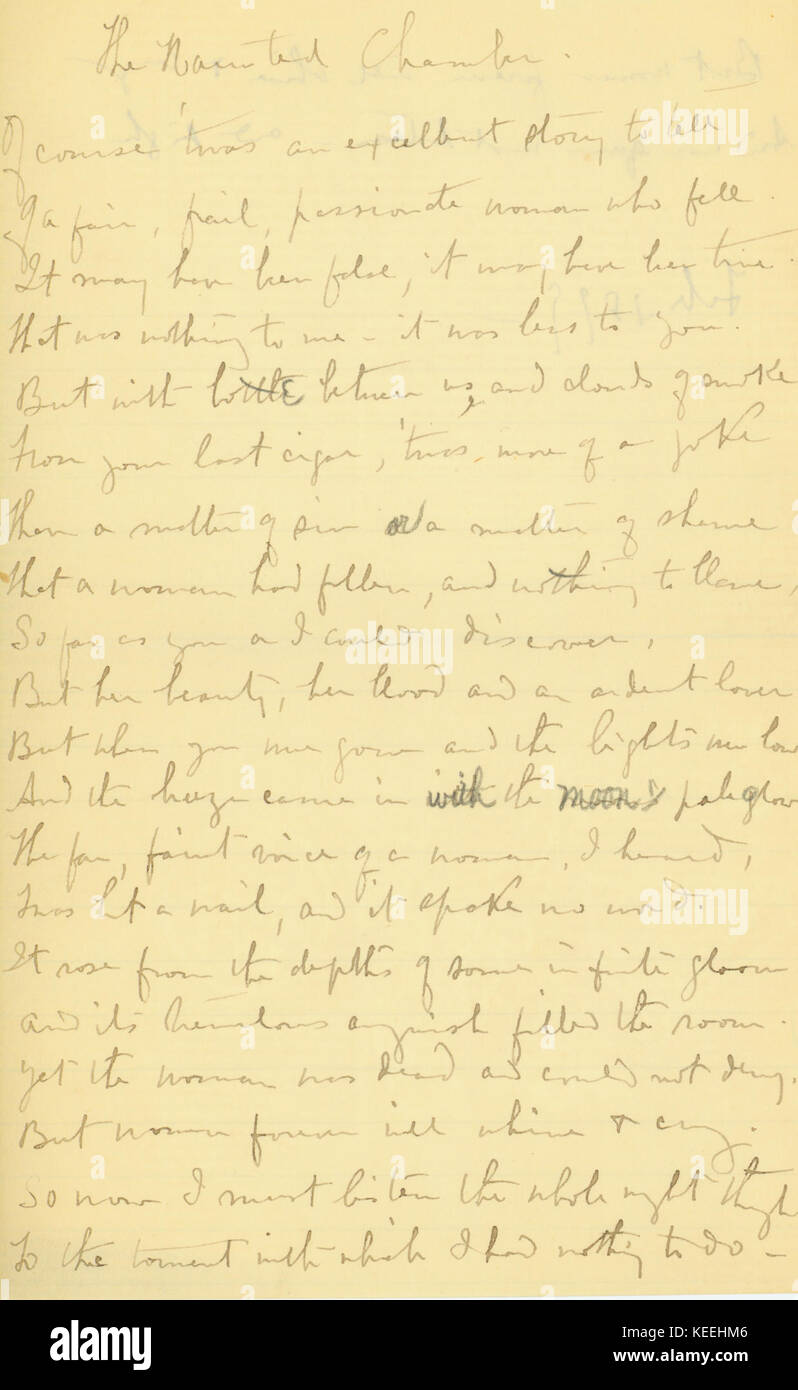 The original manuscript of Kate Chopin's poem 'The Haunted Chamber ...