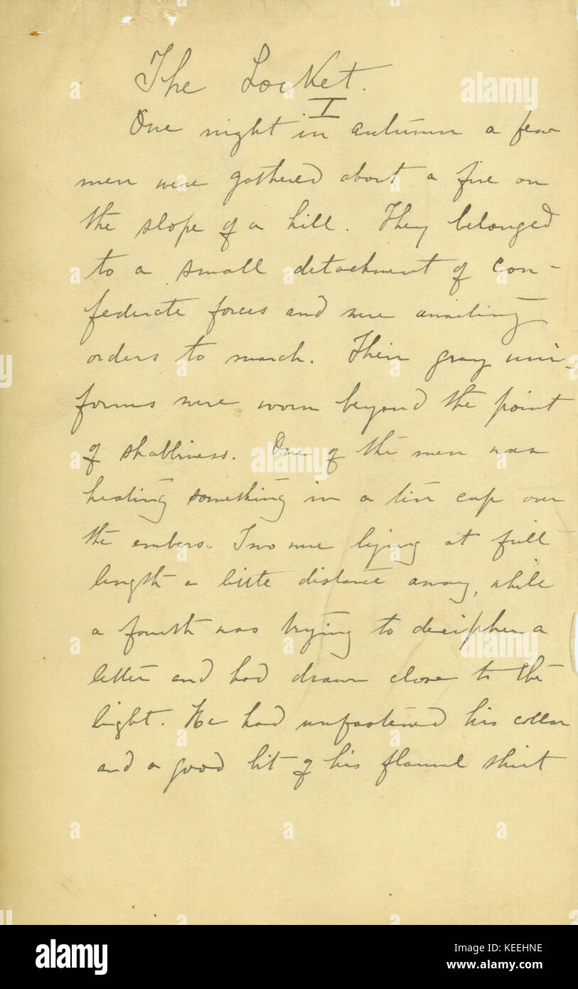 Original manuscript of short story, The Locket, by Kate Chopin, 1897 ...