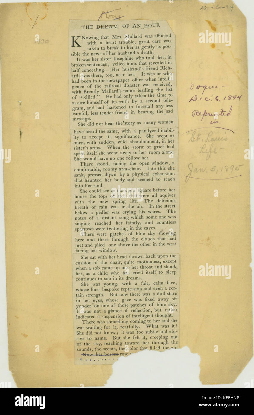 Kate chopin the dream of an hour hi-res stock photography and images ...