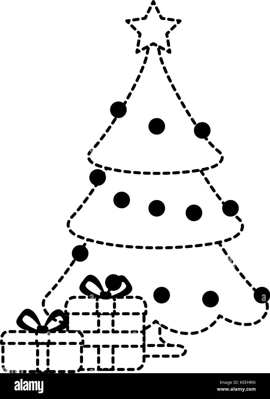 Christmas pine tree gifts Black and White Stock Photos & Images - Alamy