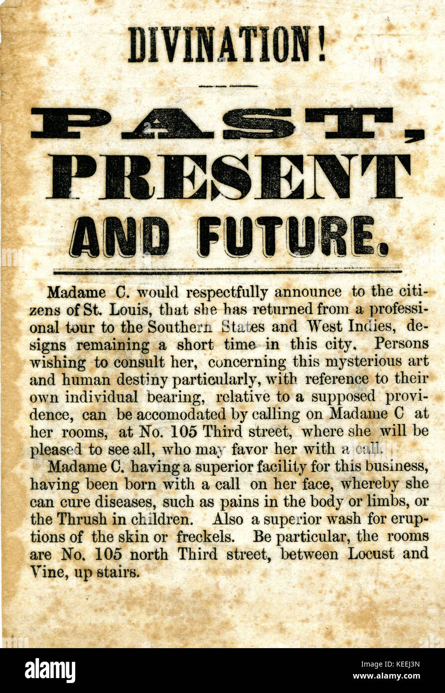 This circular from the 1850s announces the return of Madame C., a ...