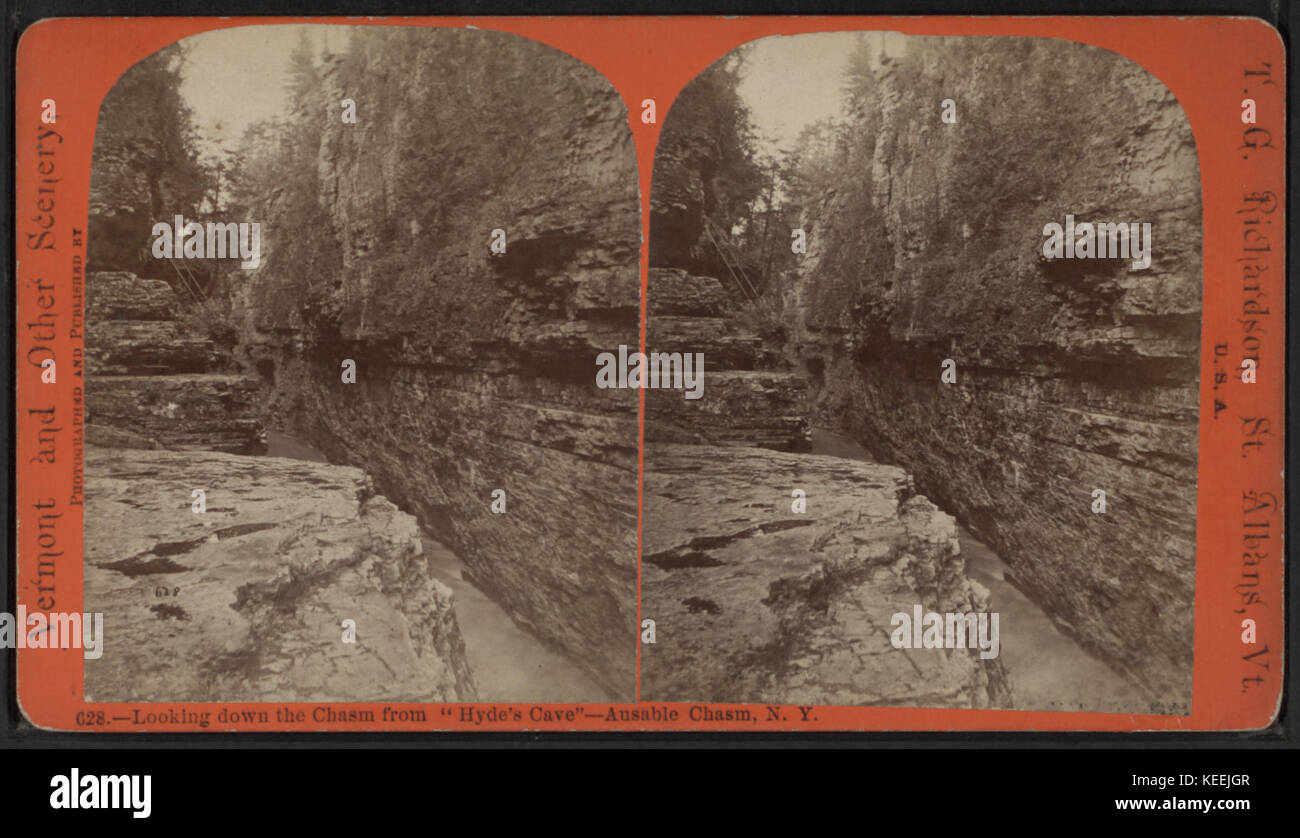 Looking down the Chasm from Hyde's Cave, Ausable Chasm, N.Y, by T. G ...