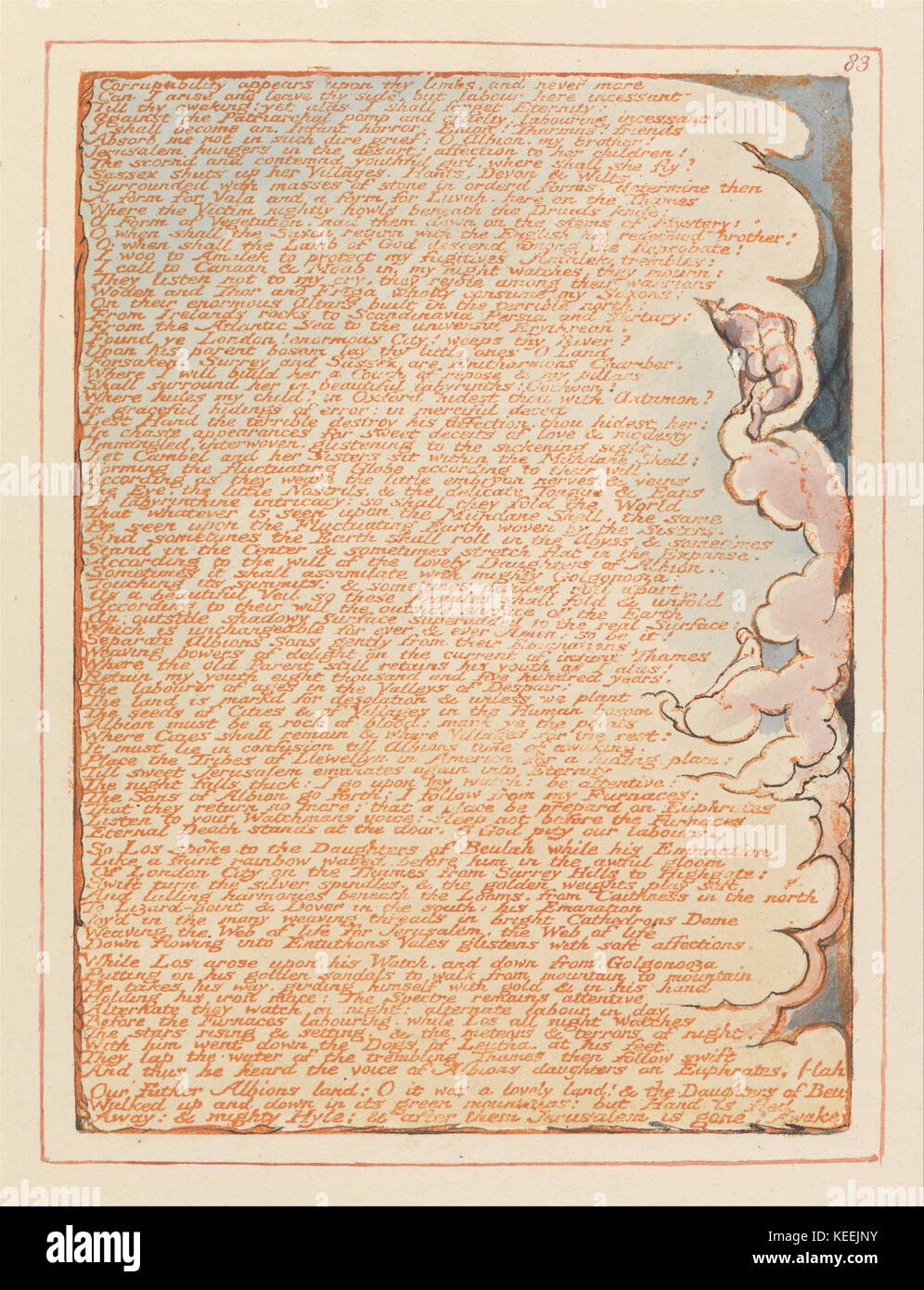 This plate from William Blake's epic poem 'Jerusalem' features a ...