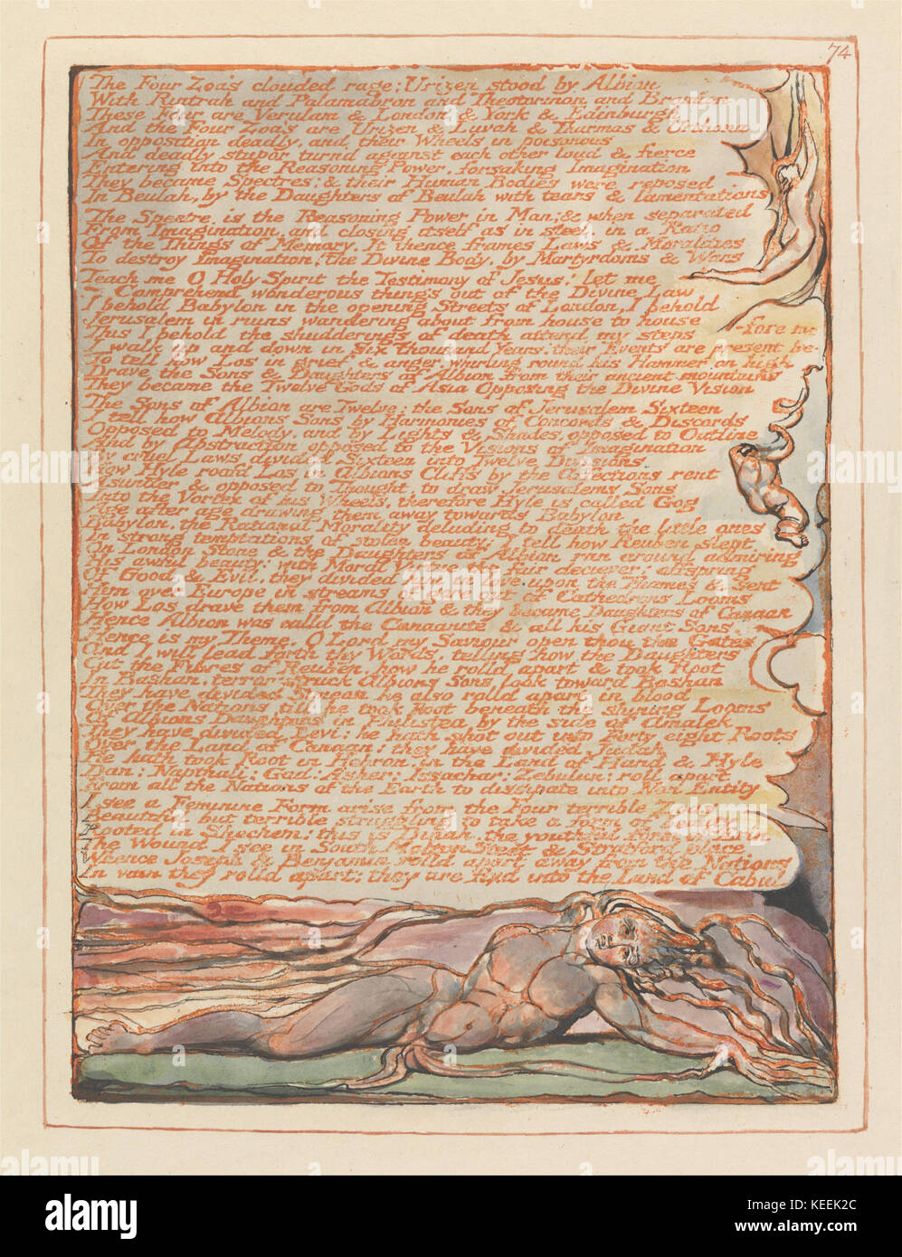 William Blake Jerusalem, Plate 74, The Four Zoa's clouded rage Stock ...
