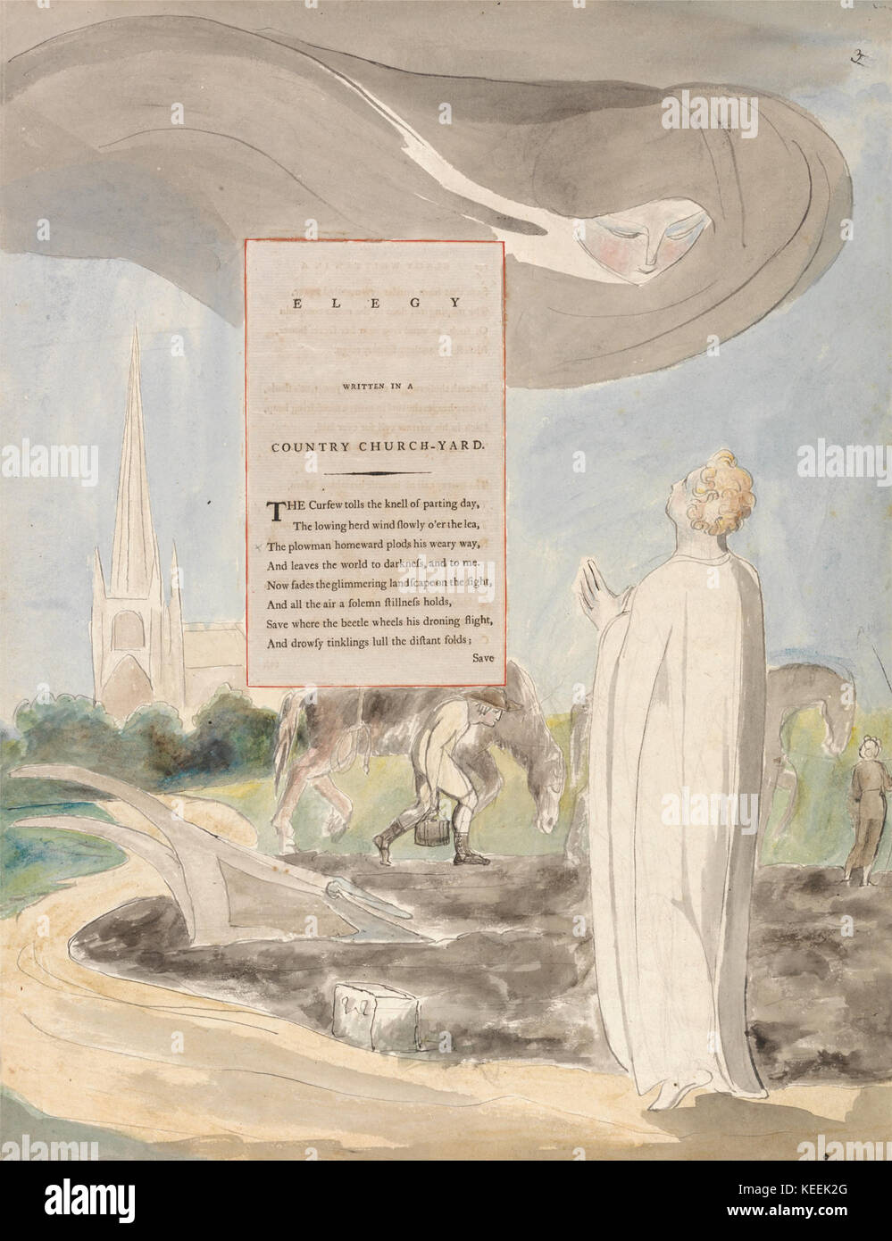 William Blake The Poems of Thomas Gray, Design 107, Elegy Written in a ...