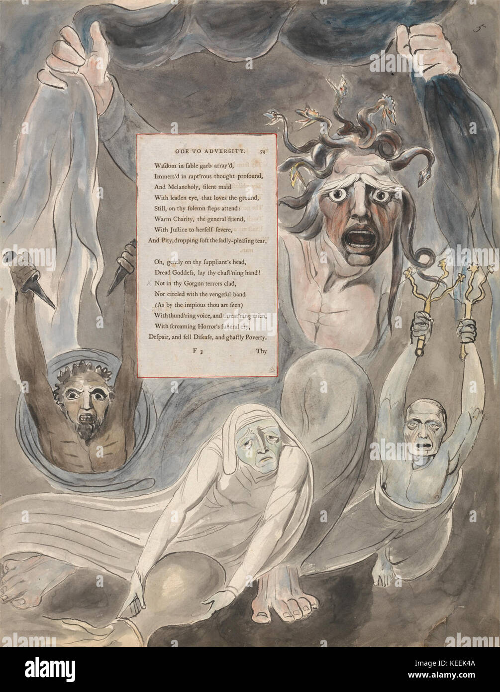 William Blake The Poems of Thomas Gray, Design 39, Ode to Adversity ...