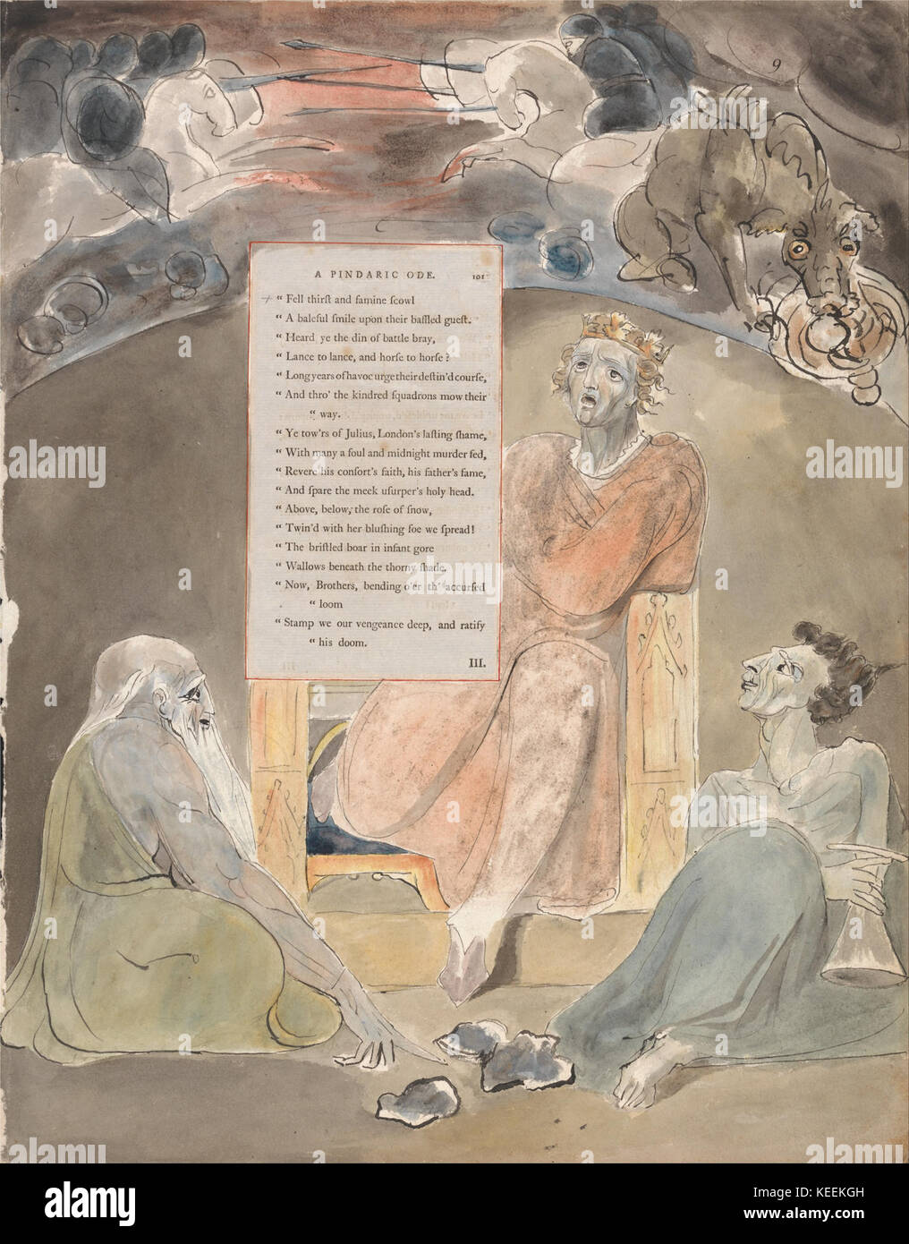 William Blake The Poems of Thomas Gray, Design 61, The Bard Stock Photo ...