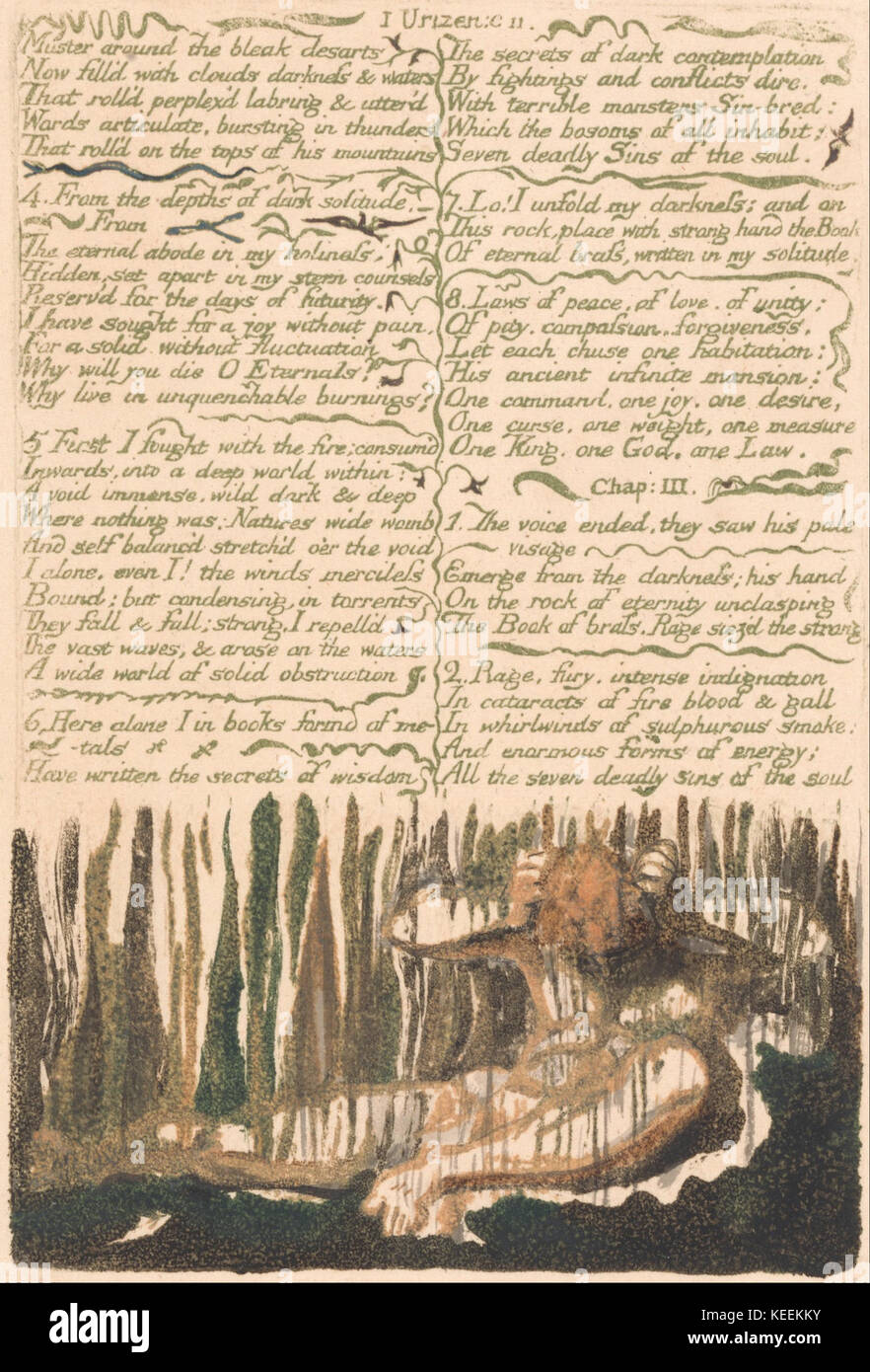 William Blake The First Book of Urizen, Plate 4, Muster around the ...