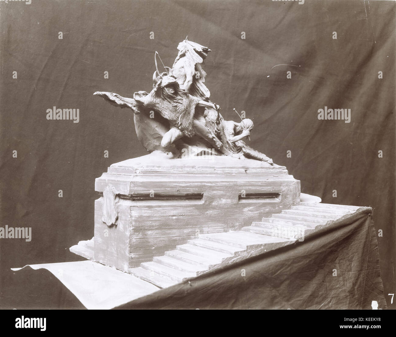 Model of Buffalo Dance sculpture by Solon Borglum displayed at the 1904 ...