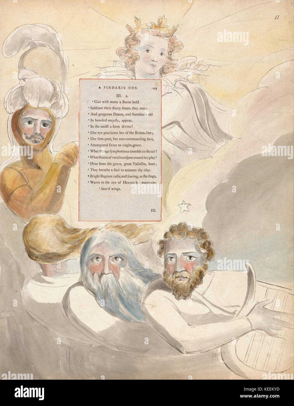 William Blake The Poems of Thomas Gray, Design 63, The Bard Stock Photo ...