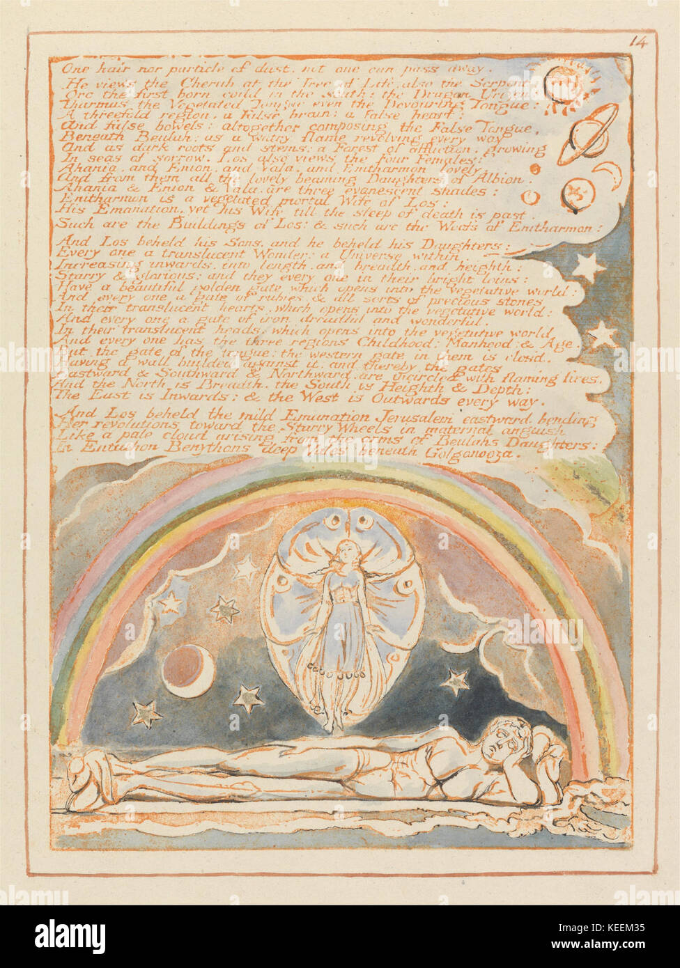 William Blake Jerusalem, Plate 14, One hair nor particle of dust Stock ...