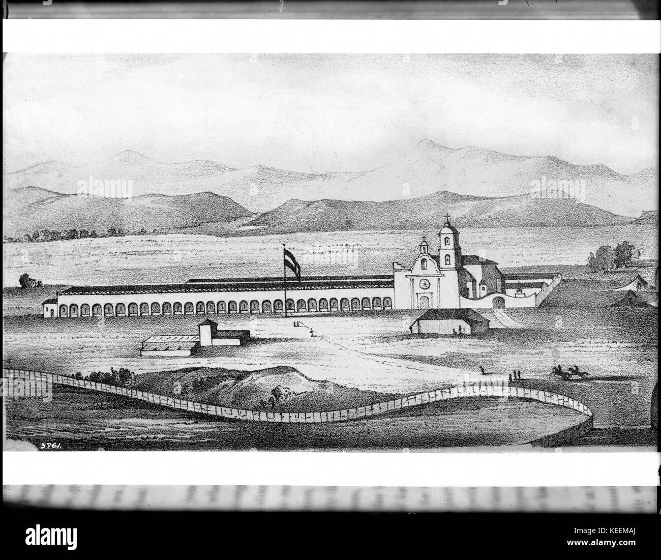 Drawing of Mission San Luis Rey taken from Alfred Robinson's book, Life ...
