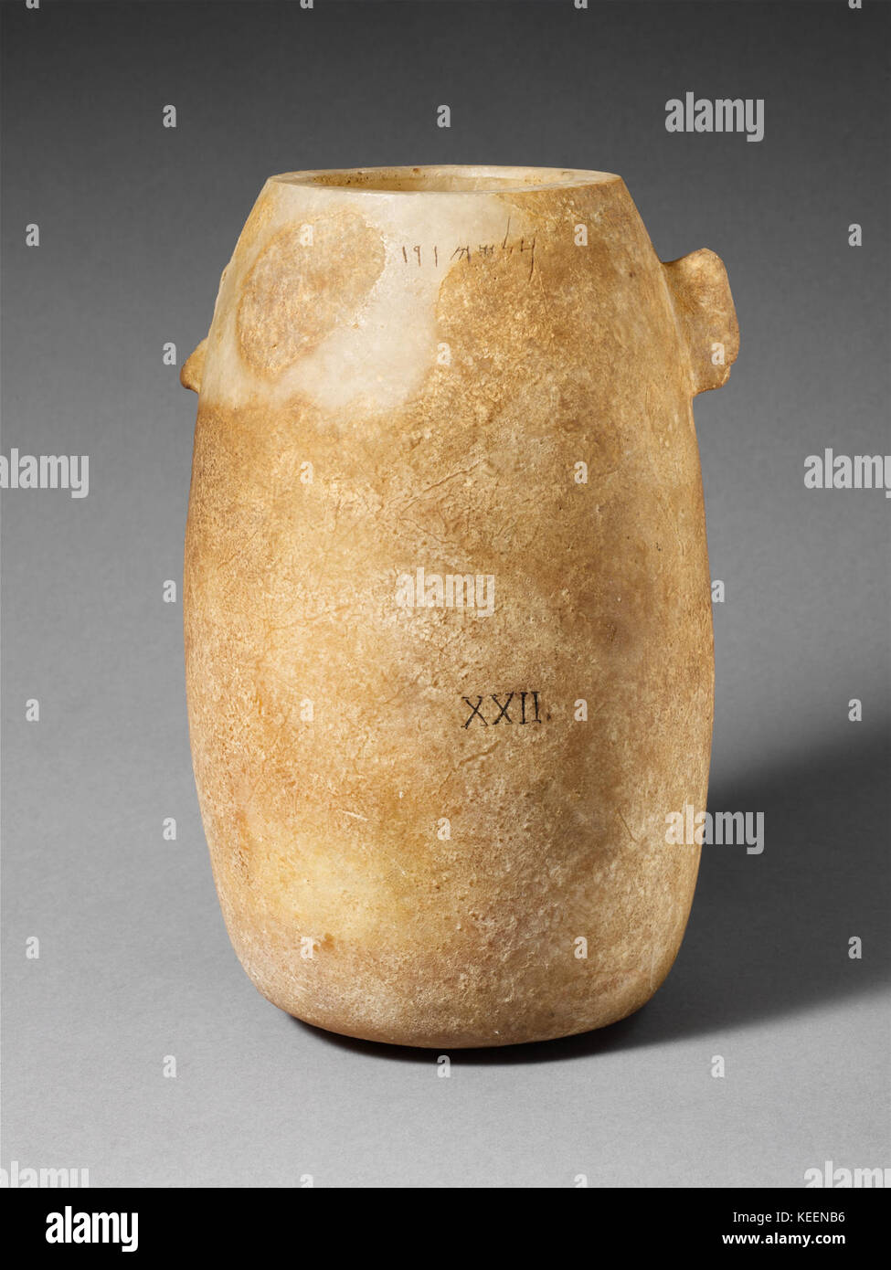 An alabaster alabastron, a type of ancient container used for oils or ...