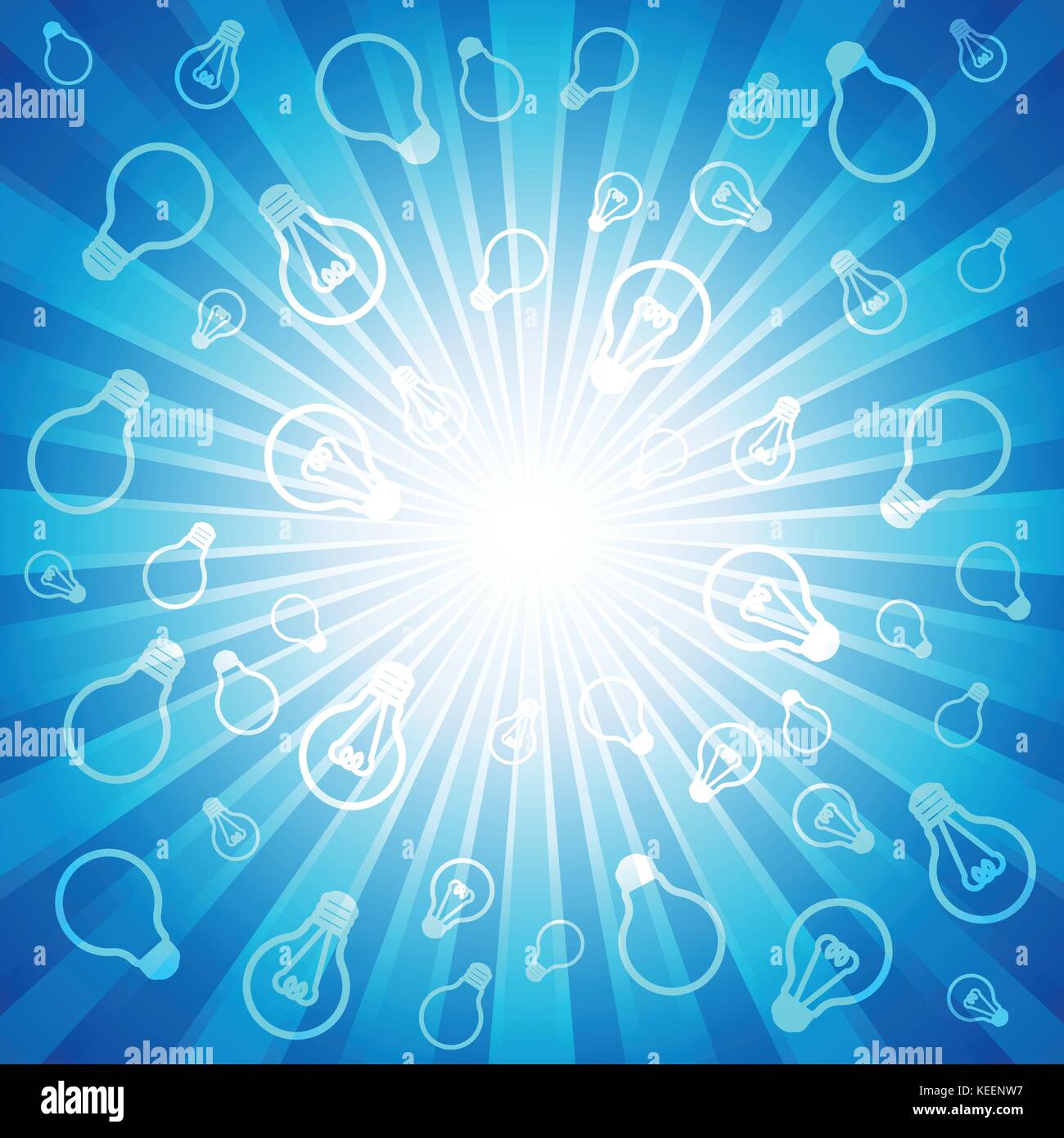 Blue burst with variety white light bulb for abstract vector design ...