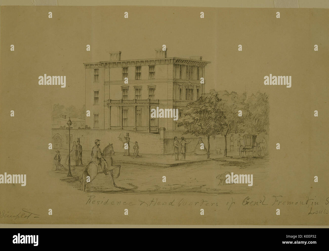 Pencil Drawing, Residence and Headquarters of Gen'l Fremont in St ...