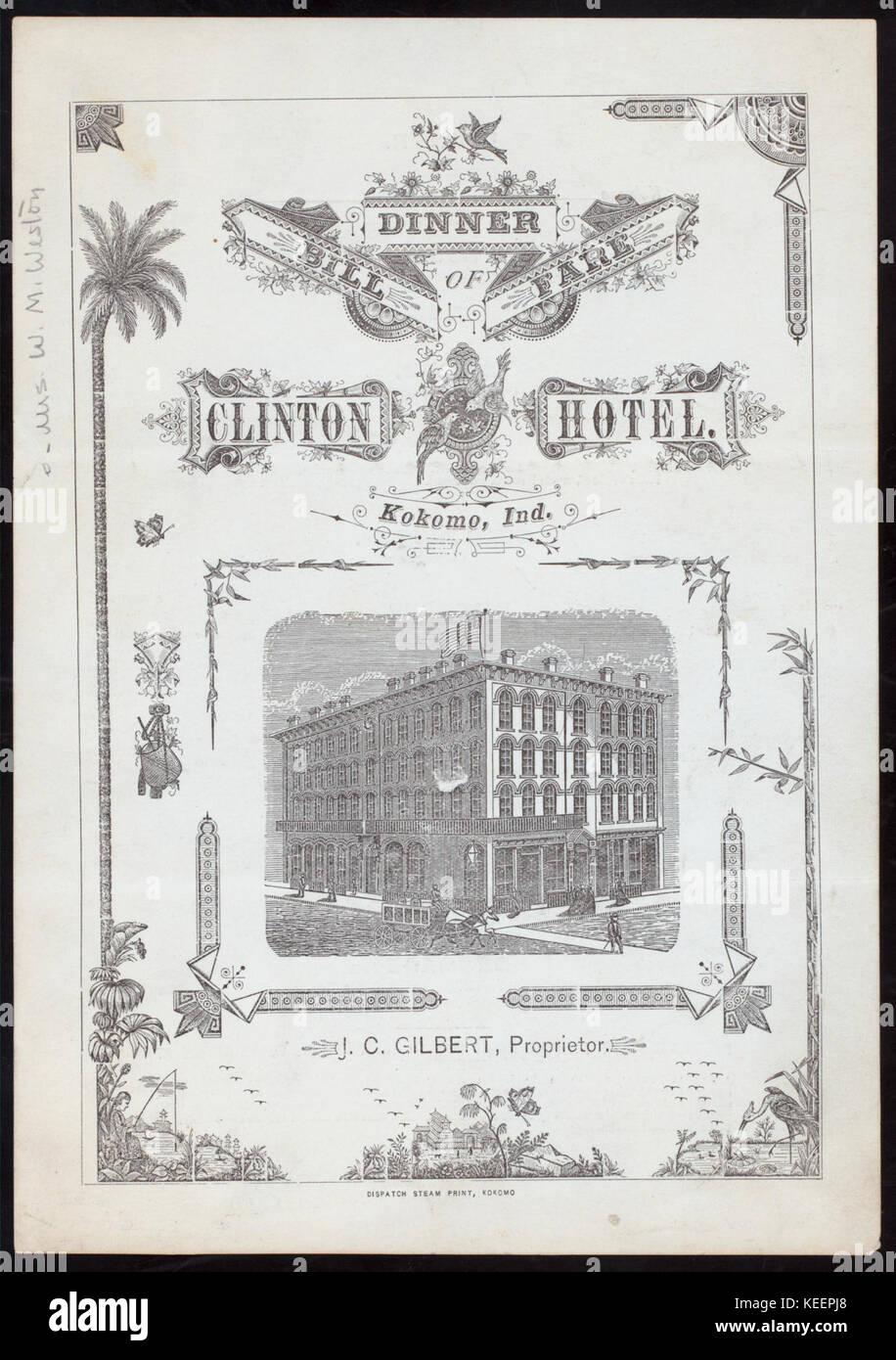 DINNER MENU (held by) CLINTON HOTEL (at) KOKOMO, IN. (HOT;) (NYPL Hades ...