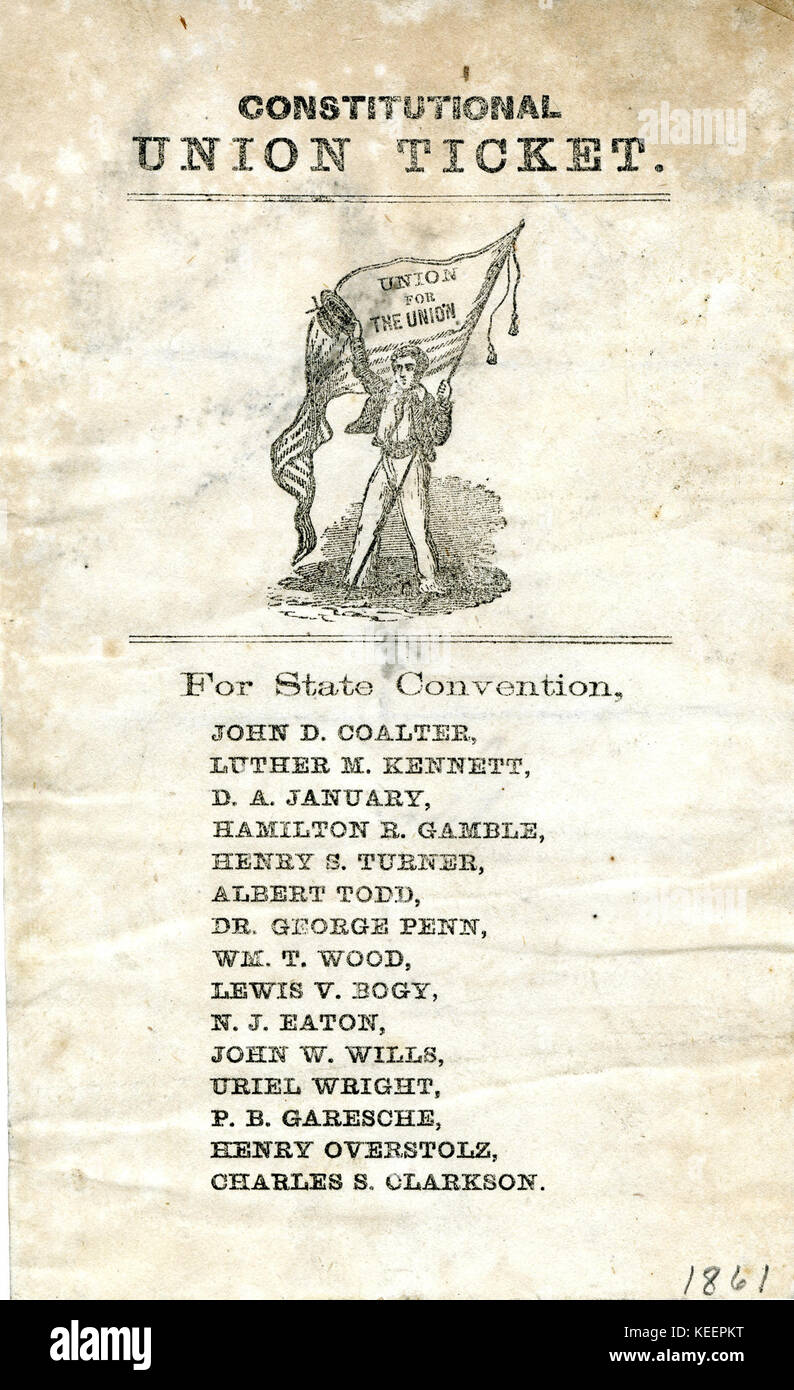 Political party ticket (Missouri) Constitutional Union Ticket, 1861 ...