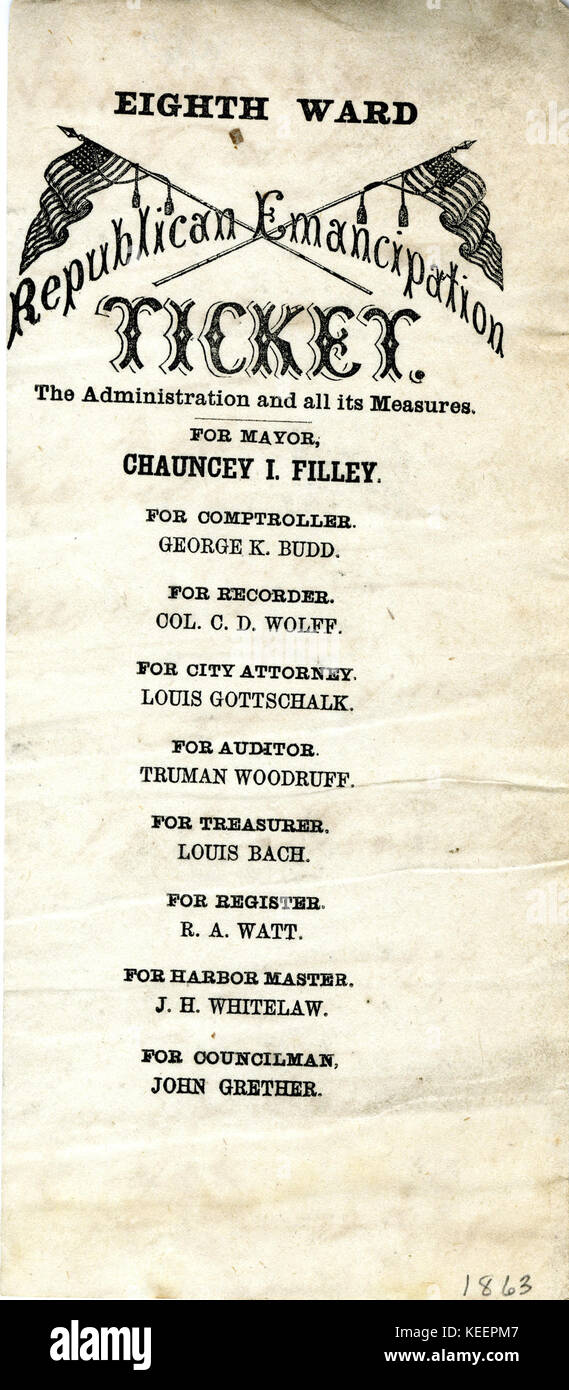 Political party ticket (St. Louis) Eighth Ward Republican Emancipation ...
