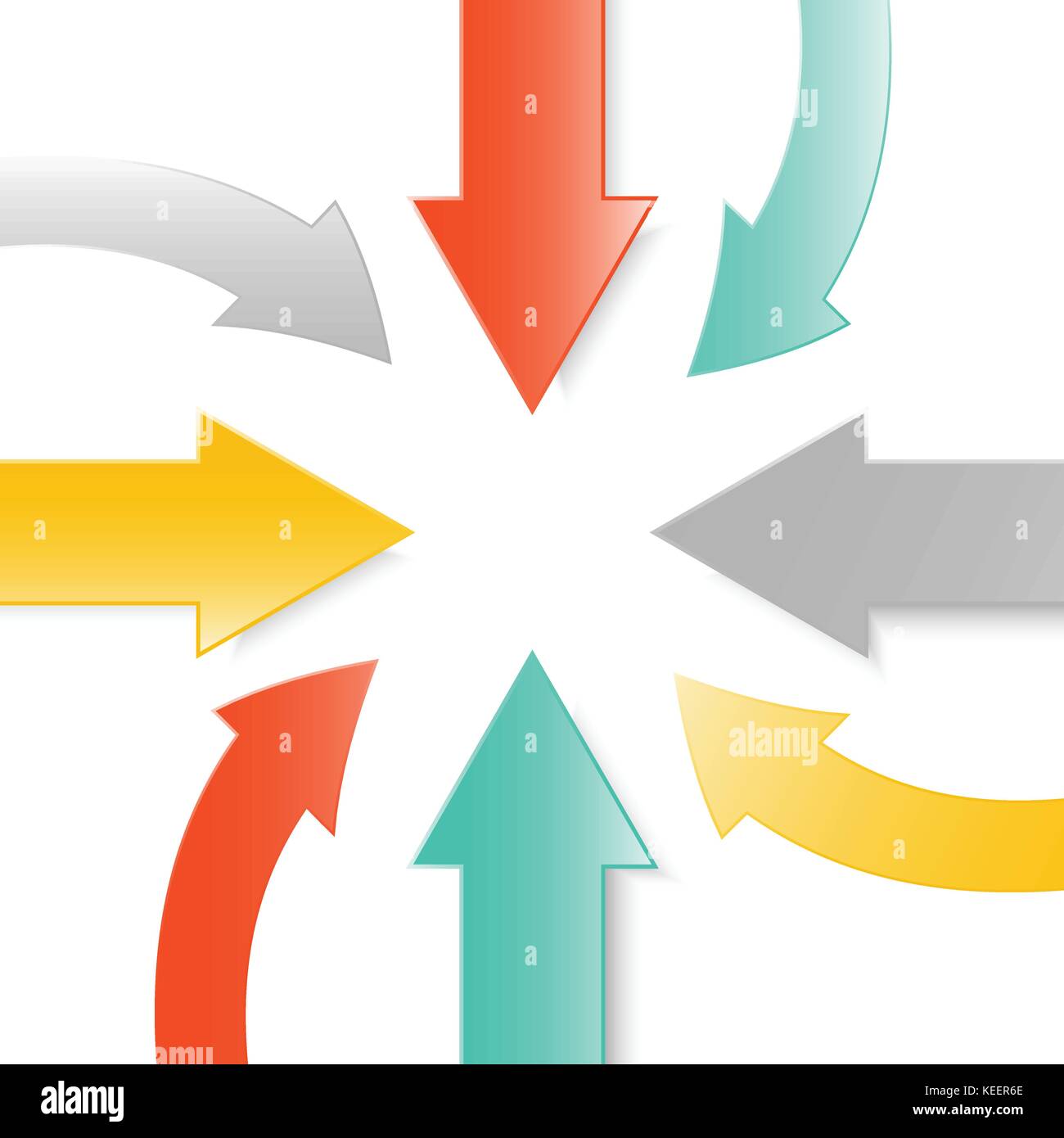 Colorful 3d arrow paper go to center for business graphic concept ...