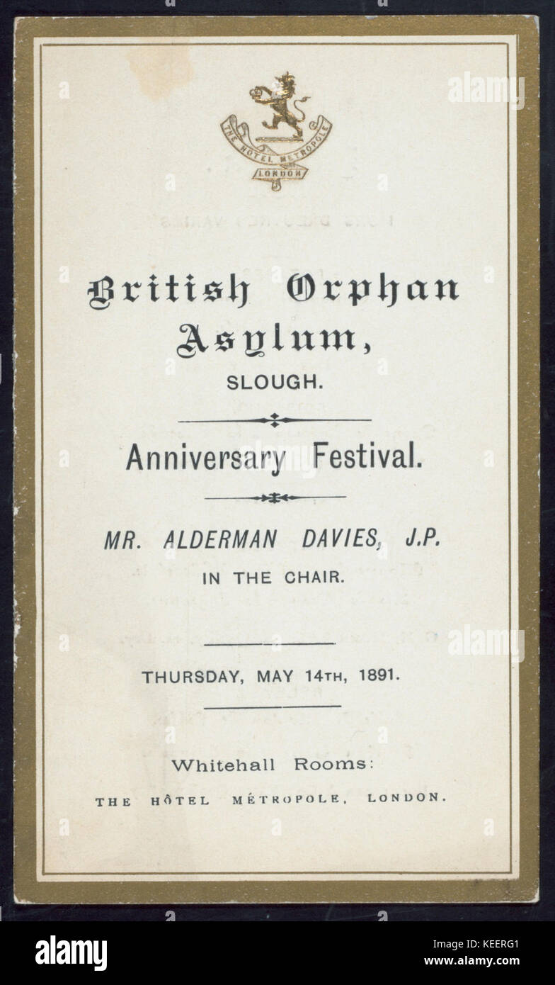 ANNIVERSARY FESTIVAL (held by) BRITISH ORPHAN ASYLUM (at) WHITEHALL ...