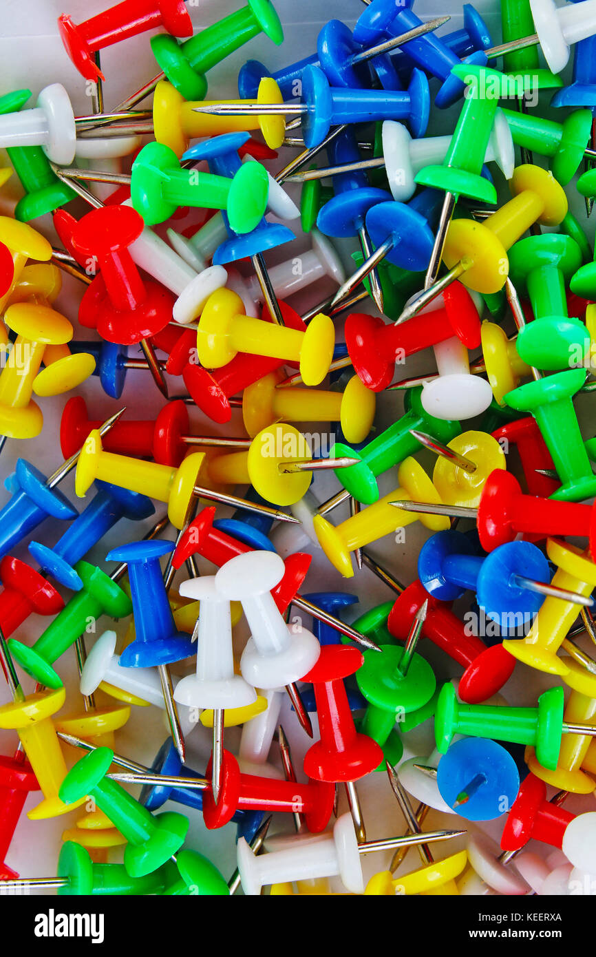 Pin closeup texture pattern background. Colorful pins Stock Photo - Alamy