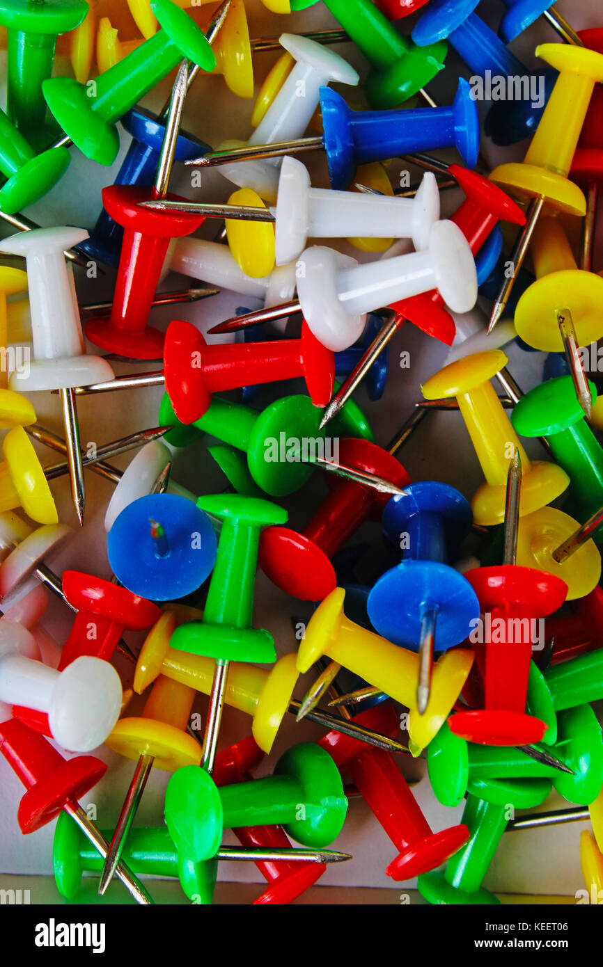 Pin closeup texture pattern background. Colorful pins Stock Photo - Alamy