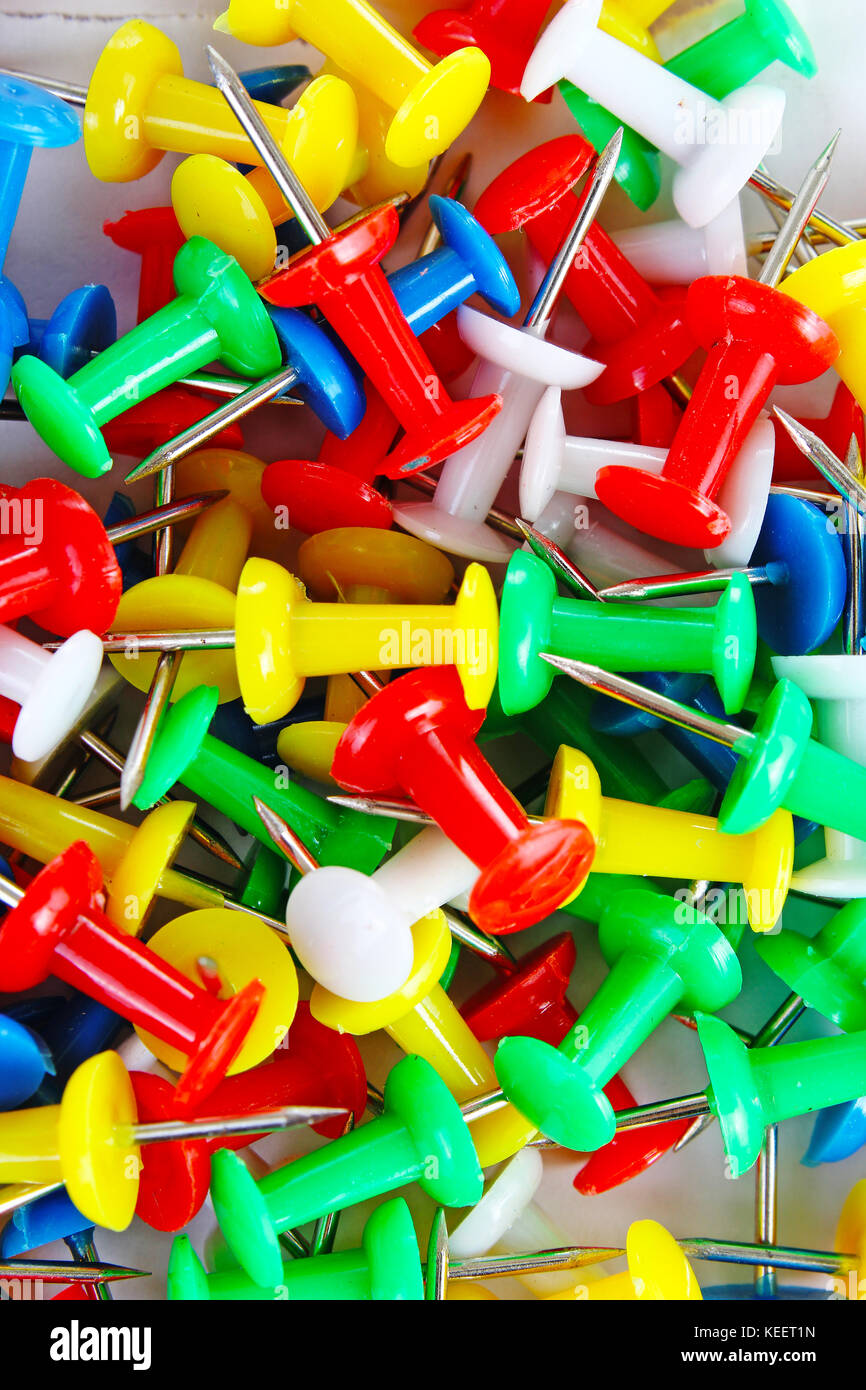 Pin closeup texture pattern background. Colorful pins Stock Photo - Alamy