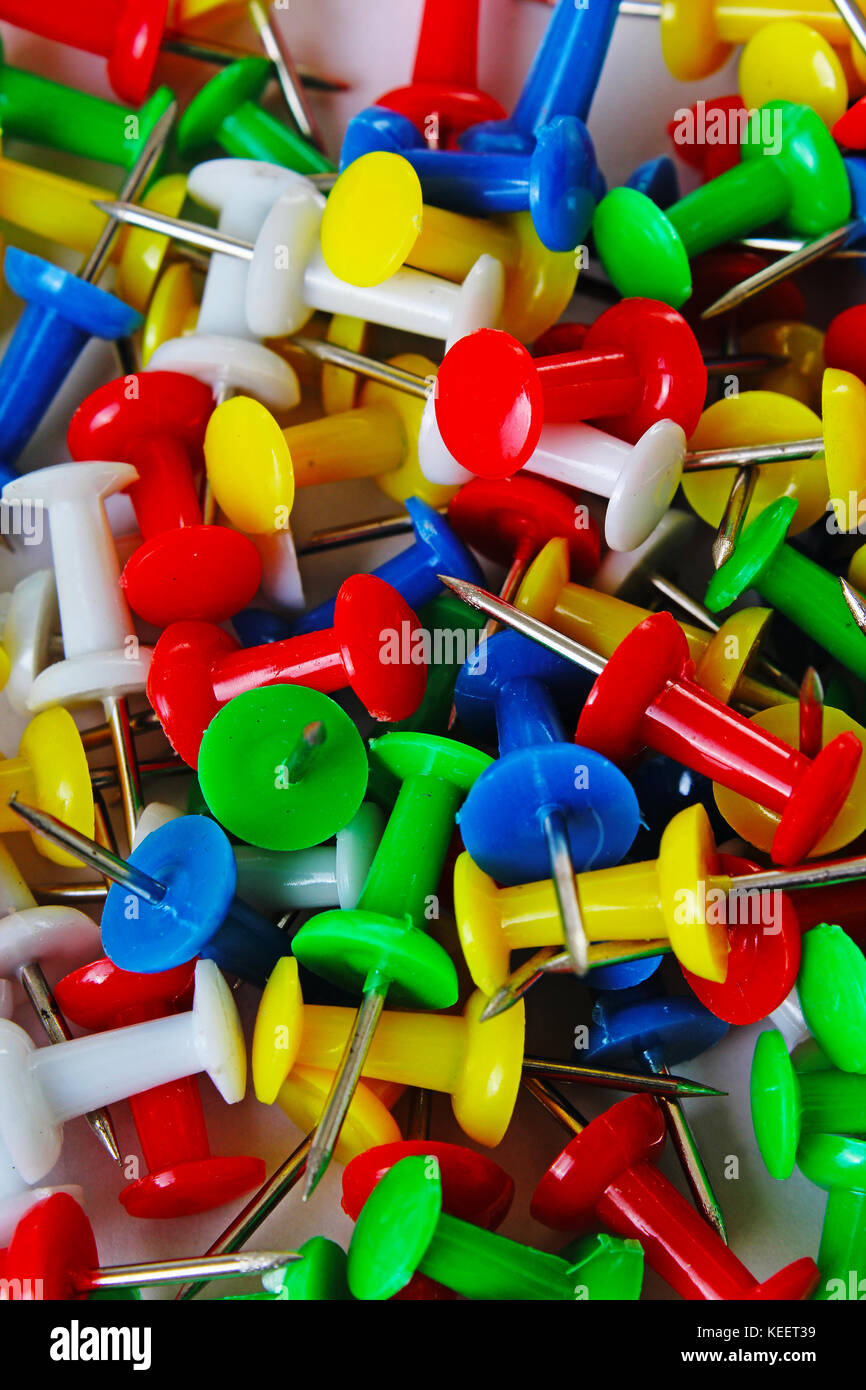 Pin closeup texture pattern background. Colorful pins Stock Photo - Alamy