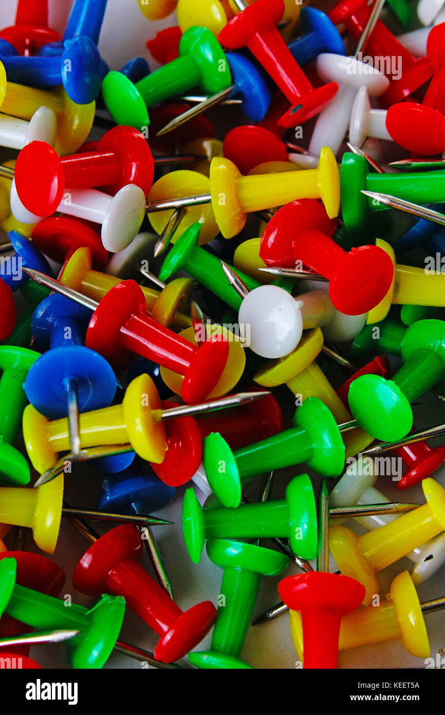 Pin closeup texture pattern background. Colorful pins Stock Photo - Alamy