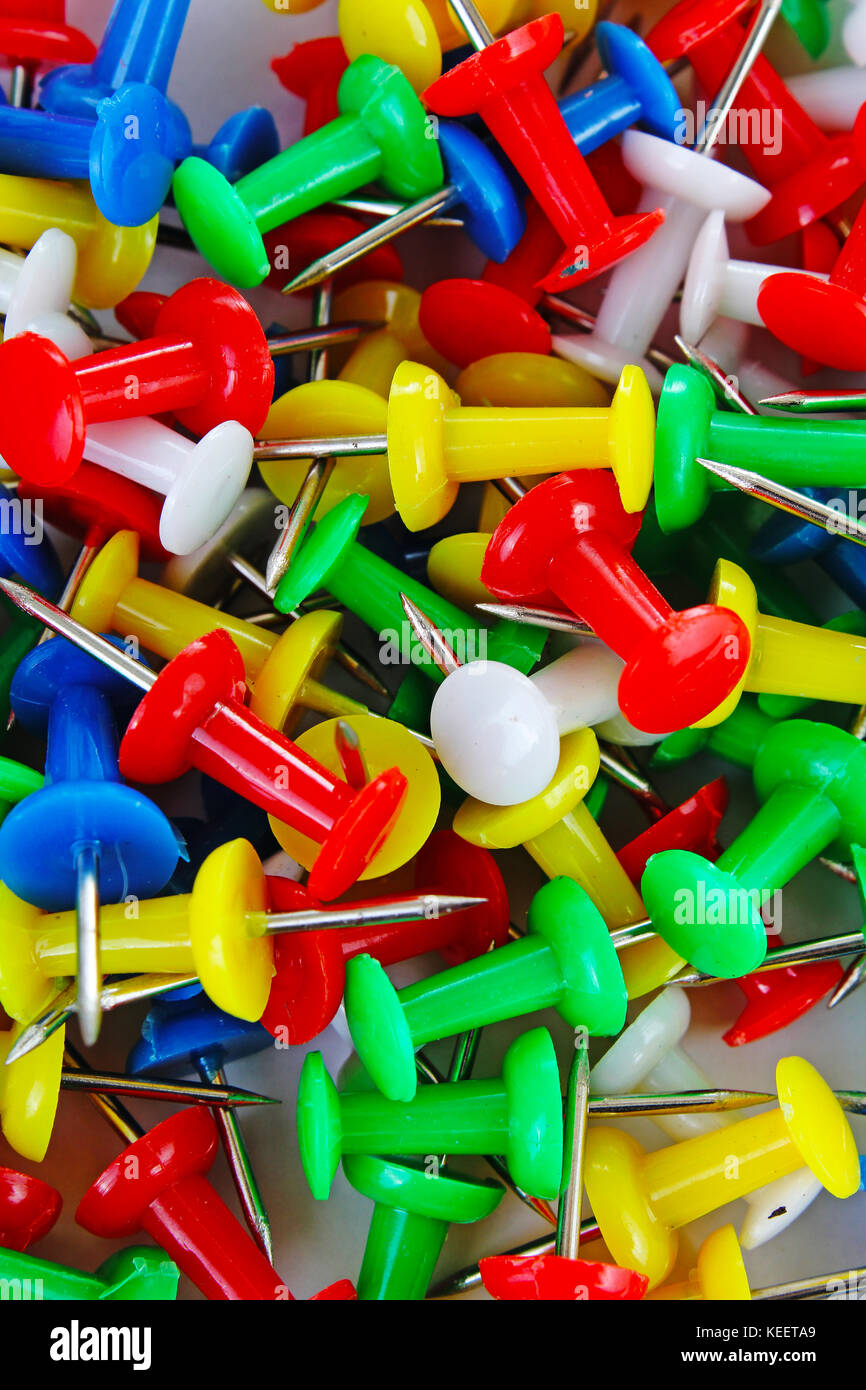 Pin closeup texture pattern background. Colorful pins Stock Photo - Alamy