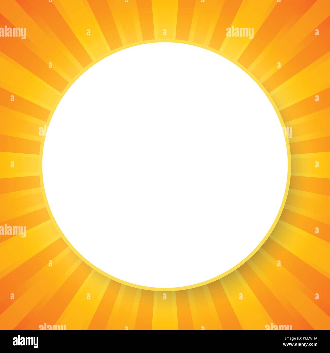 White circle template on Orange abstract background with start burst ...