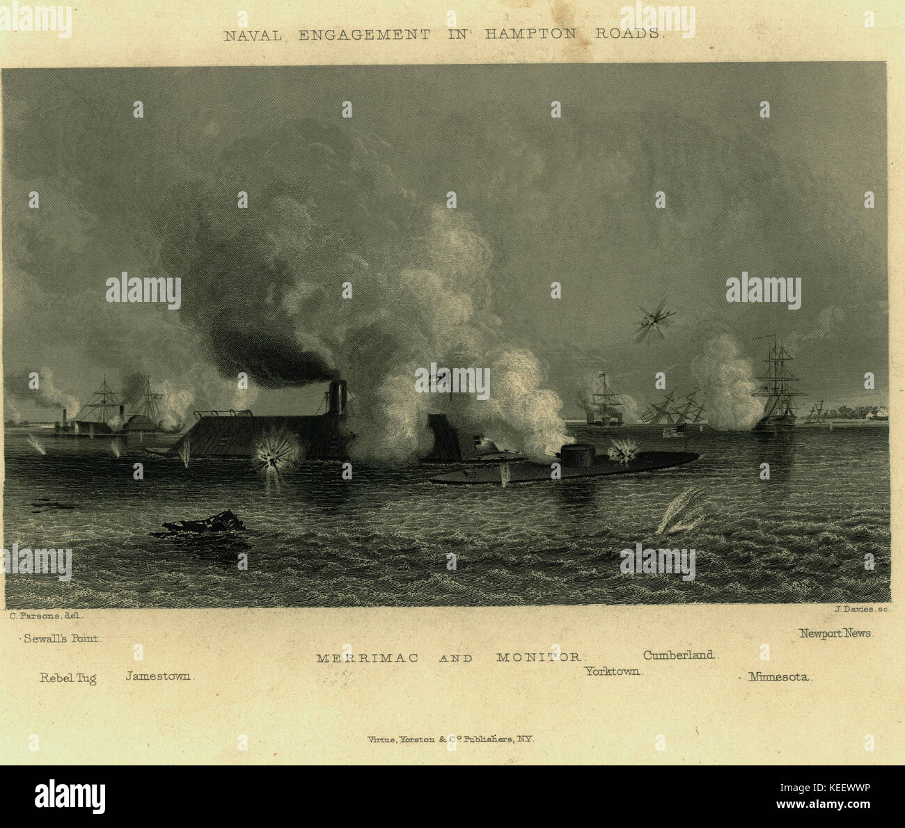 Naval Engagement in Hampton Roads Stock Photo - Alamy