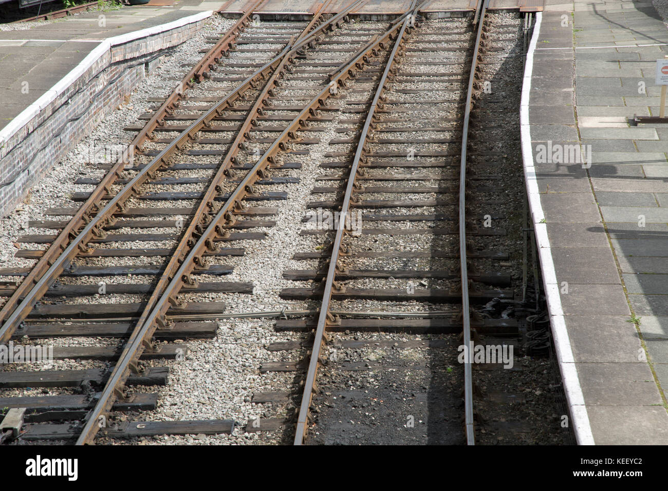 Railway Track with Station Platform Stock Photo - Alamy