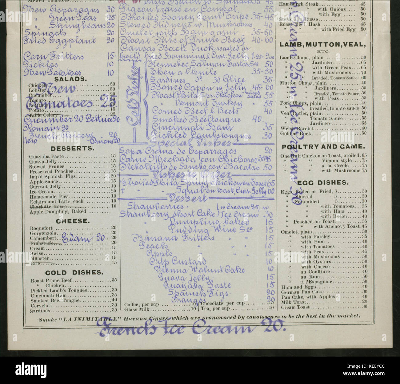 GENERAL MENU (held by) RAIMONDO BRAGUGLIA'S CAFE AND RESTAURANT (at) 13 ...