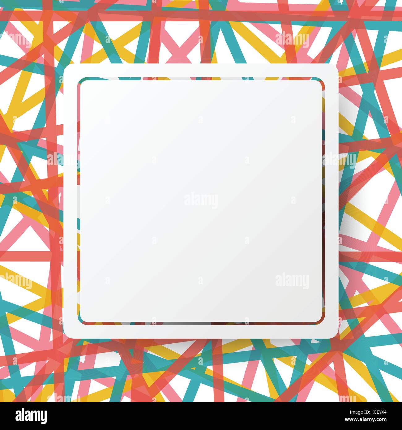 White Square Board And Border On Colorful Line Abstract Design Background Concept Stock Vector