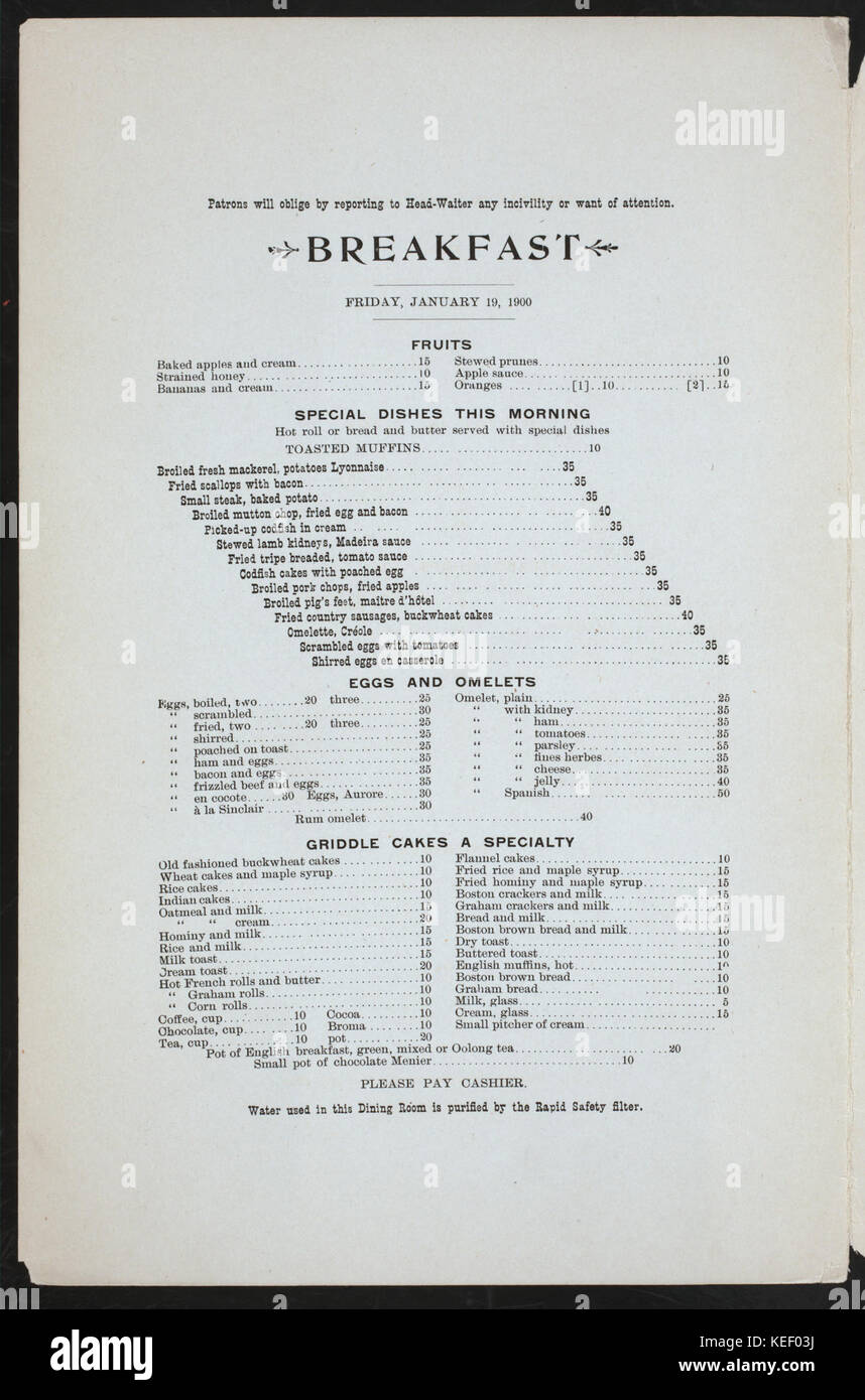 BREAKFAST; (held by) SINCLAIR HOUSE; (at) BROADWAY & EIGHTH STREET ...