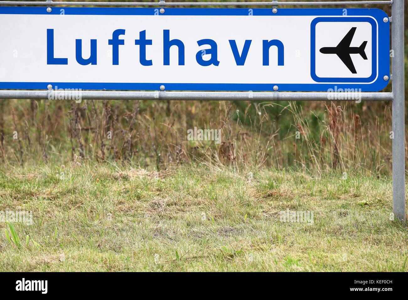 Airport road sign in Danish, Denmark Stock Photo - Alamy