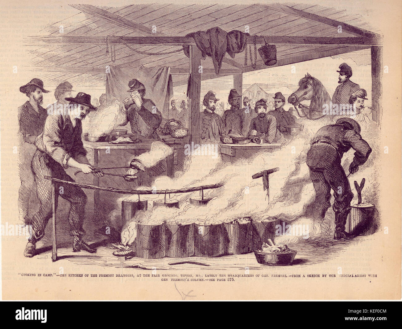 'Cooking in Camp.' The Kitchen of the Fremont Dragoons, at the Fair ...