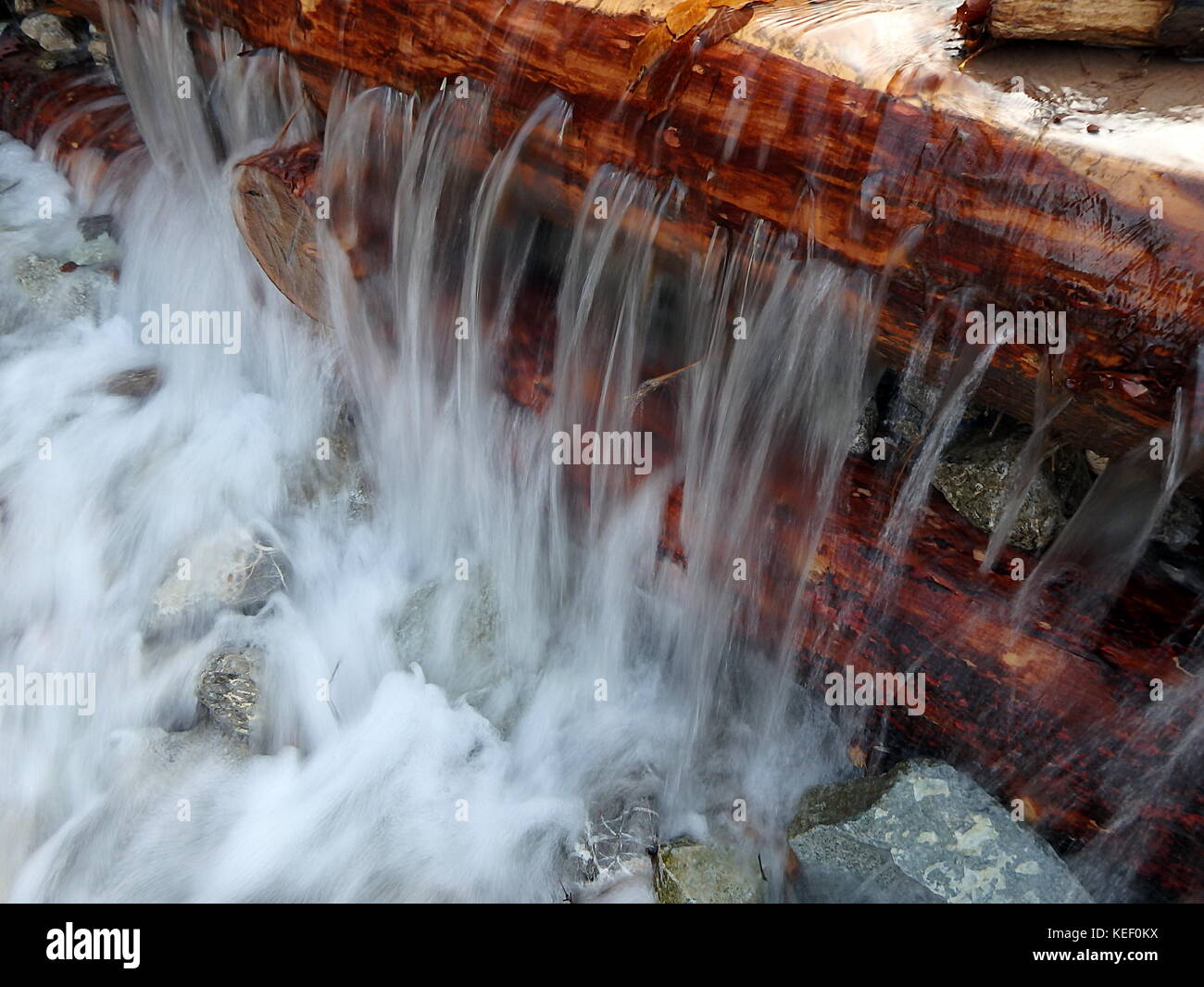 Wooden dam on a mountain river, Traditional structure for floating ...