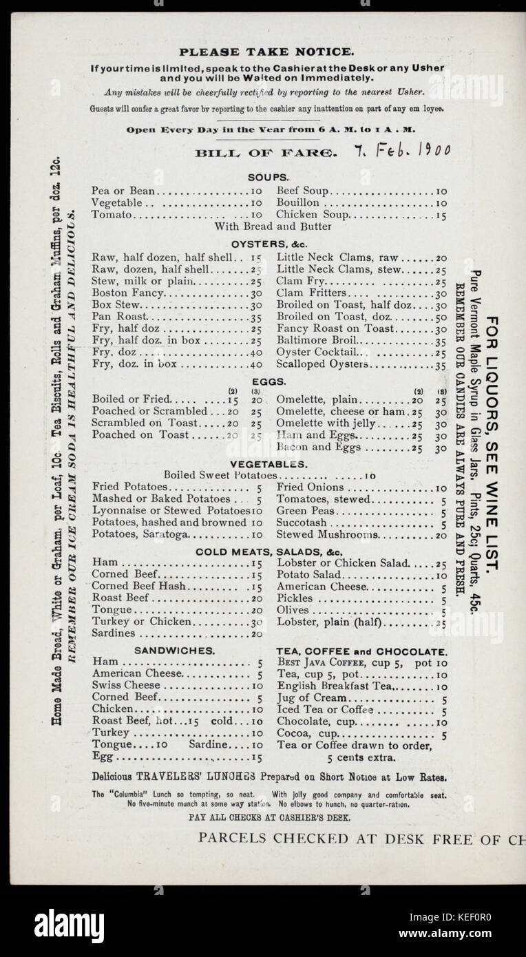 DAILY MENU (held by) COLUMBIA DAIRY KITCHEN; (at) 48 EAST 14TH STREET ...
