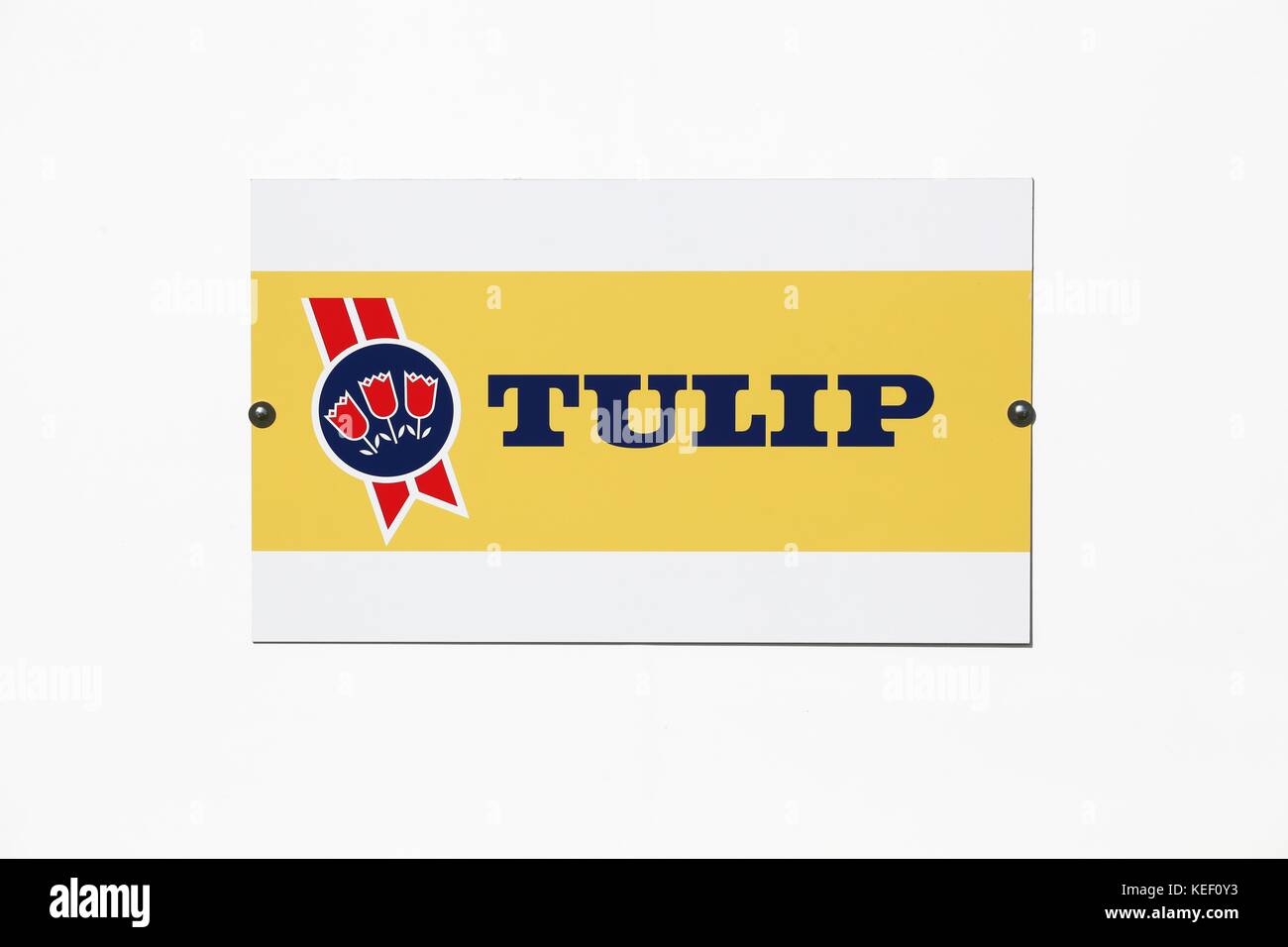 Aars, Denmark - August 23, 2017: Tulip food logo on a wall. Tulip is ...