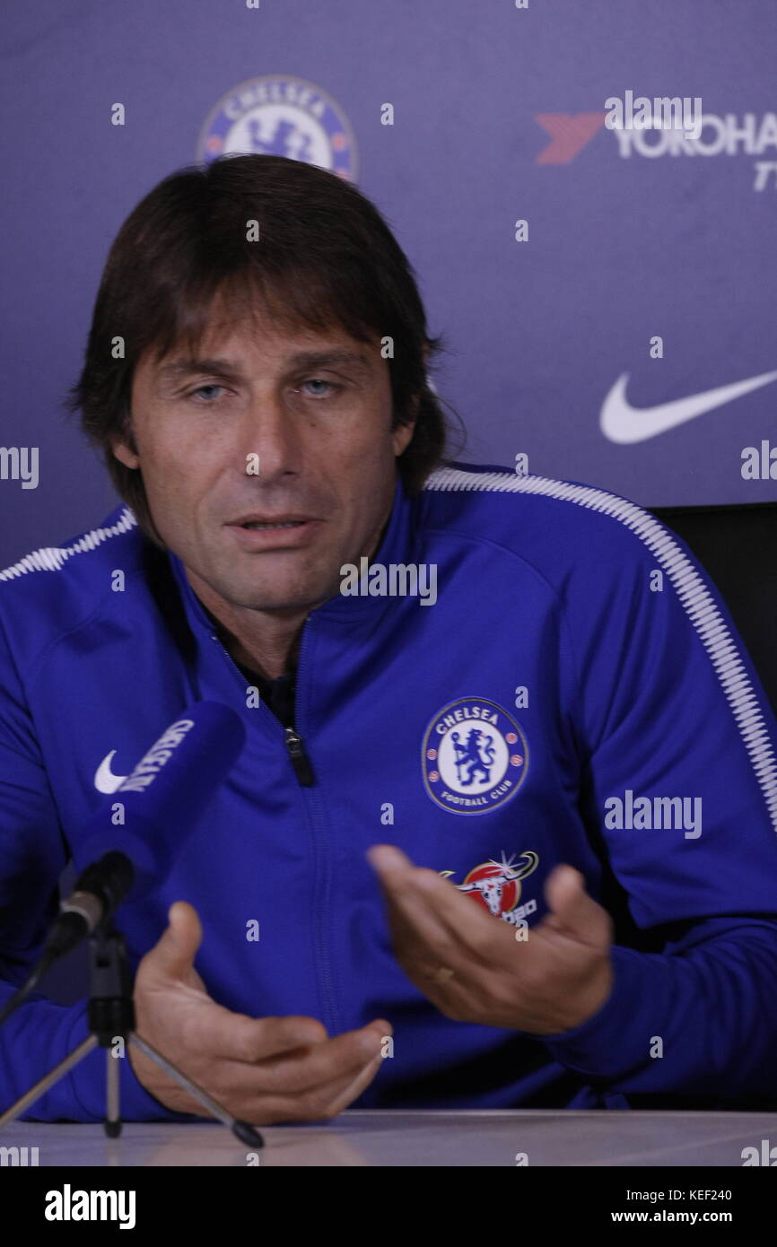 Cobham, UK. 20th Oct, 2017. Antonio Conte (Ita) Chelsea Football Club ...