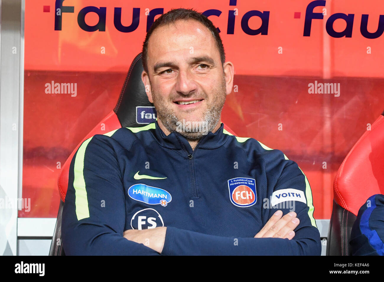Heidenheim coach Frank Schmidt in the stadium ahead of the German 2nd ...