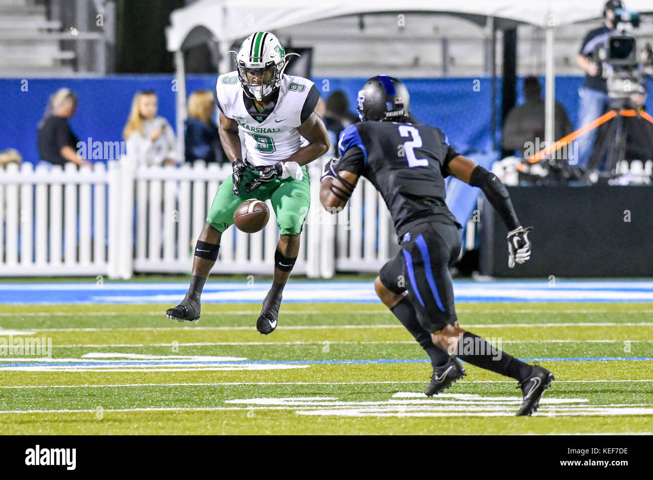 Nashville. 20th Oct, 2017. Marshall running back Tyler King (3 ...