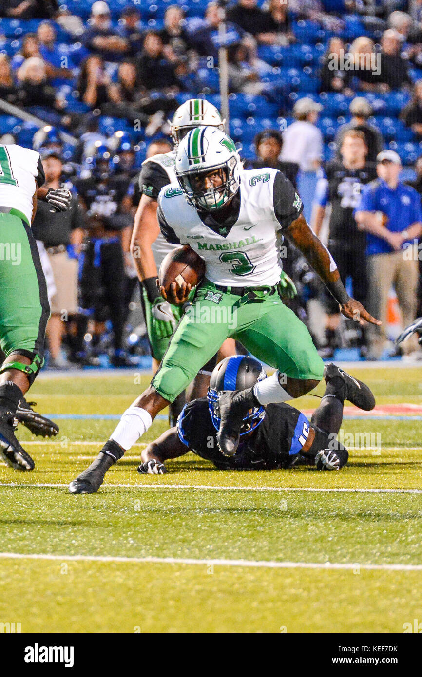 Nashville. 20th Oct, 2017. Marshall running back Tyler King (3) scoring ...