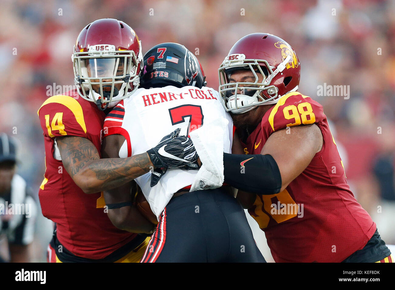 October 14, 2017 USC Trojans safety Ykili Ross #14 and USC Trojans ...