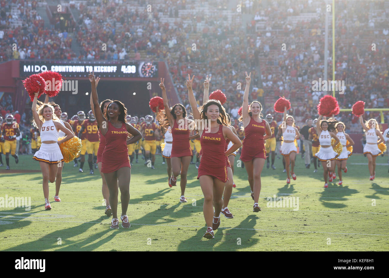 October 14, 2017 USC Trojans song girls and cheerleaders lead the team ...