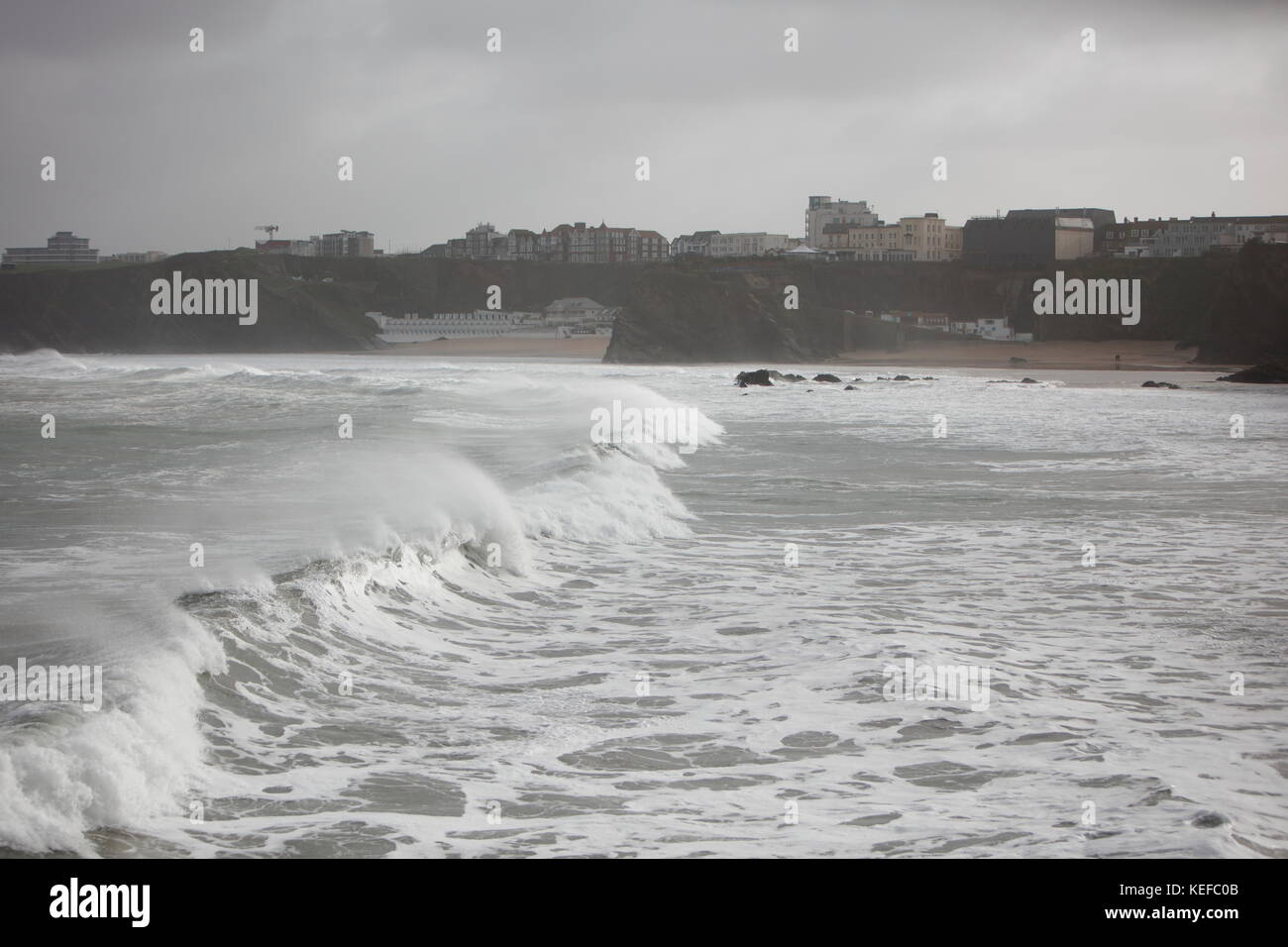 Newquay, Cornwall, UK. 21st Oct, 2017. UK Weather. Storm Brian produces ...